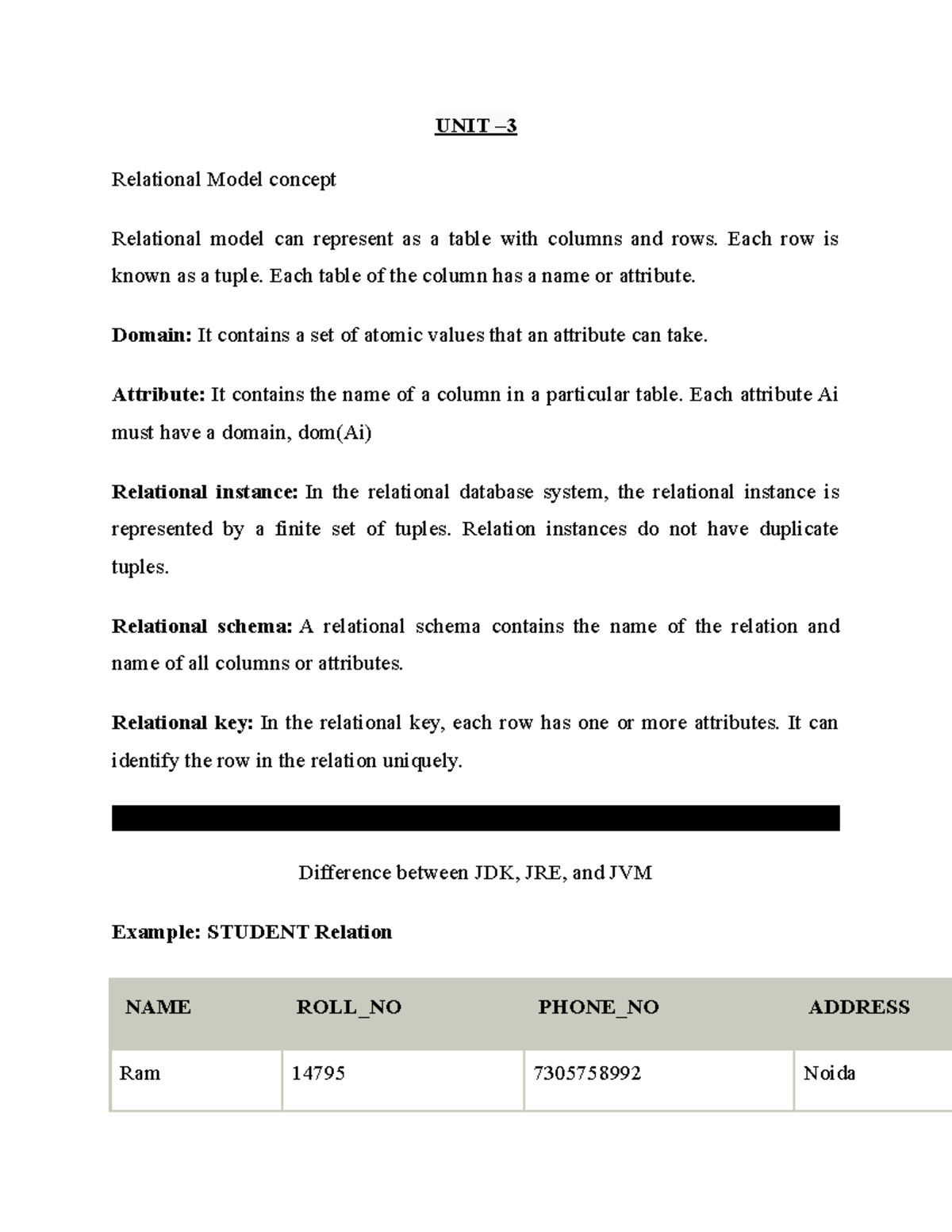 Unit 3: Relational Models & Algebra Concepts in BCA 2nd Semester - Studocu