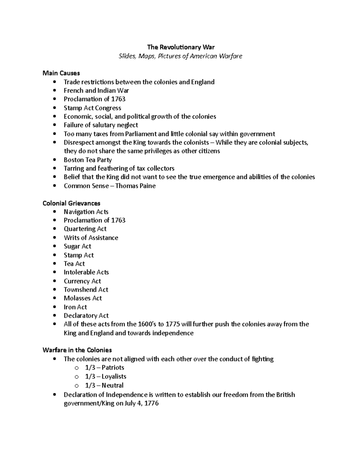 The Revolutionary War (part 2) - The Revolutionary War Slides, Maps ...