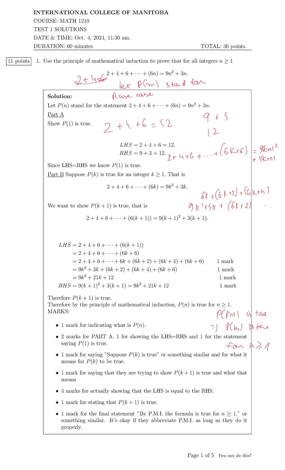 MATH 1210 MIDTERM 1 TEST 1 SOLUTIONS - OCT. 4, 2024 - Studocu