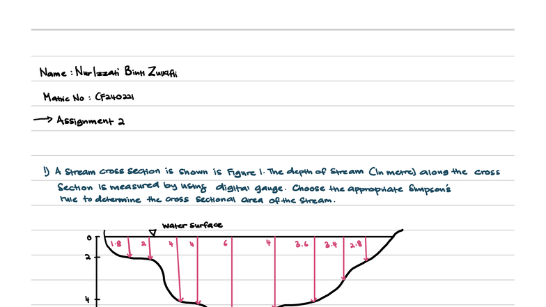 Assignment 2: Stream Cross Section Analysis - Chapter 6 Tutorial - Studocu