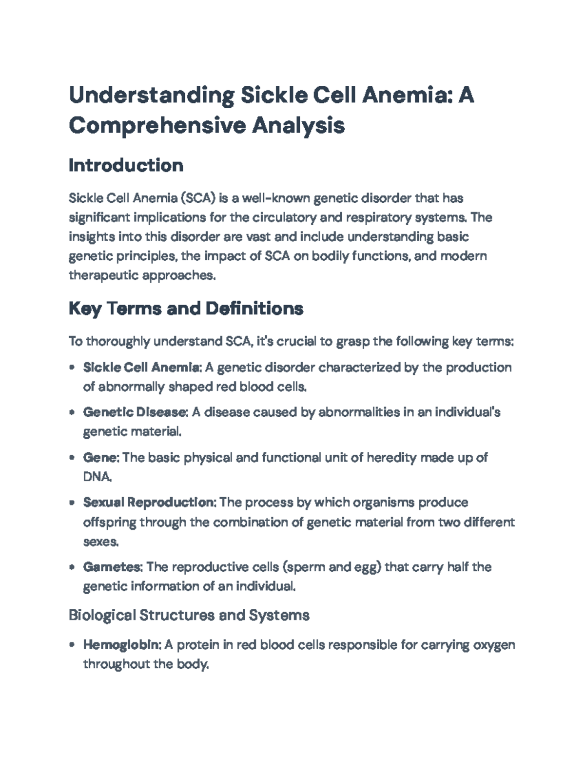 Understanding Sickle Cell Anemia: Genetic Insights & Therapies (Course ...