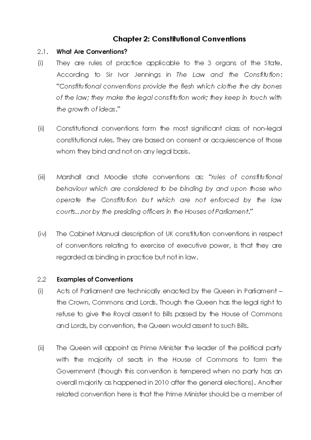C2 - Constitutional Conventions: Key Lecture Notes Overview - Studocu