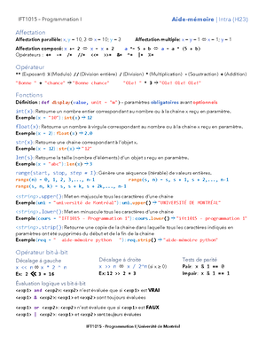 Syntaxe et Exemples d'Opérations d'Affectation en Programmation - Studocu