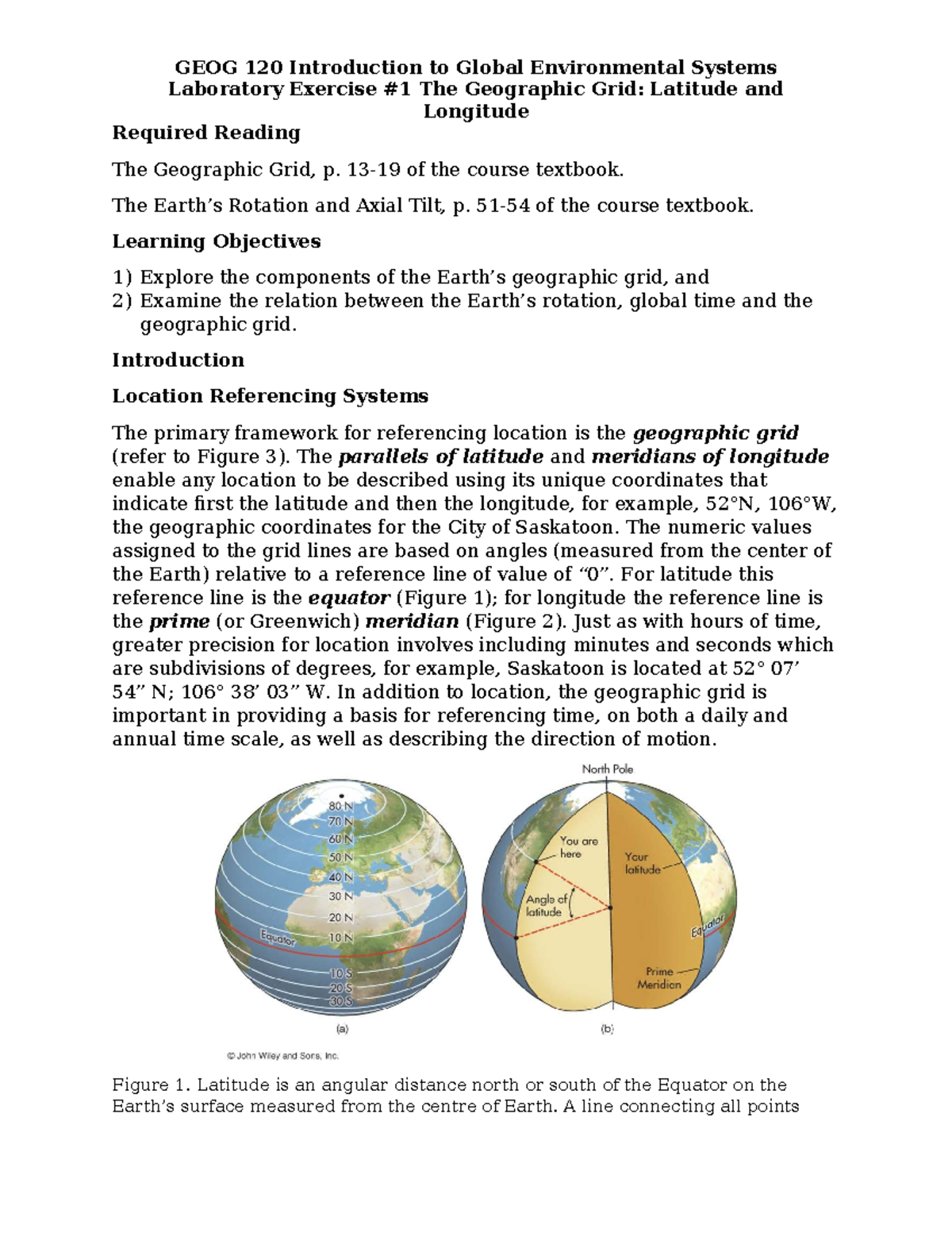 Lab Exercise #1 lat long Fall 2023 Solutions - Laboratory Exercise #1 ...