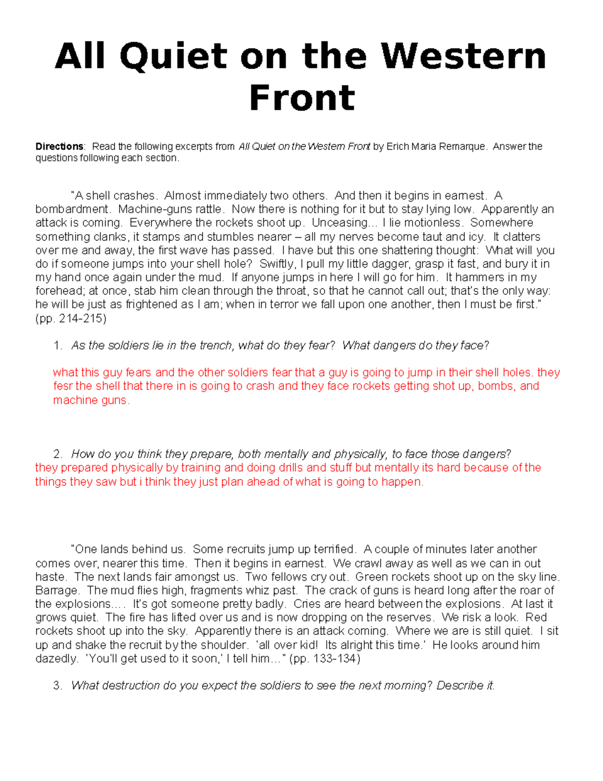 Copy of RM All Quiet on the Western Front - All Quiet on the Western ...