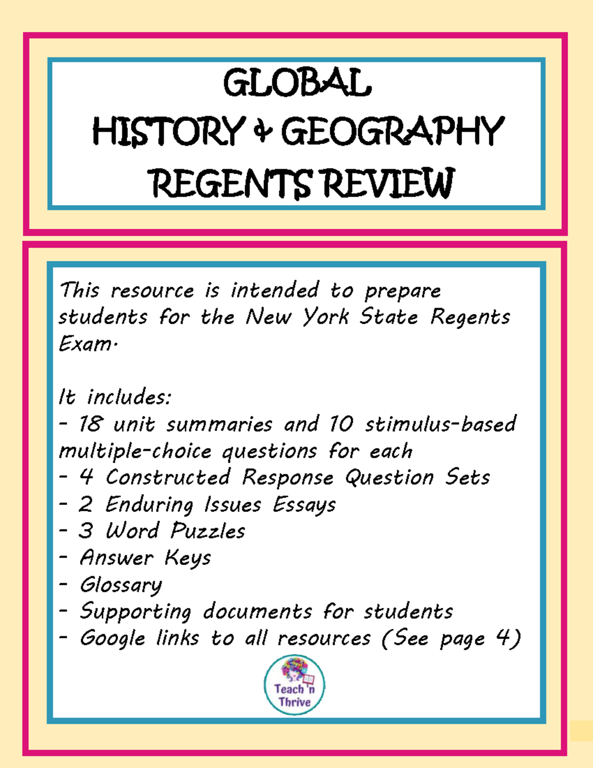 GLOBAL HISTORY GEOGRAPHY REGENTS REVIEW: 2019 Exam Prep Guide - Studocu