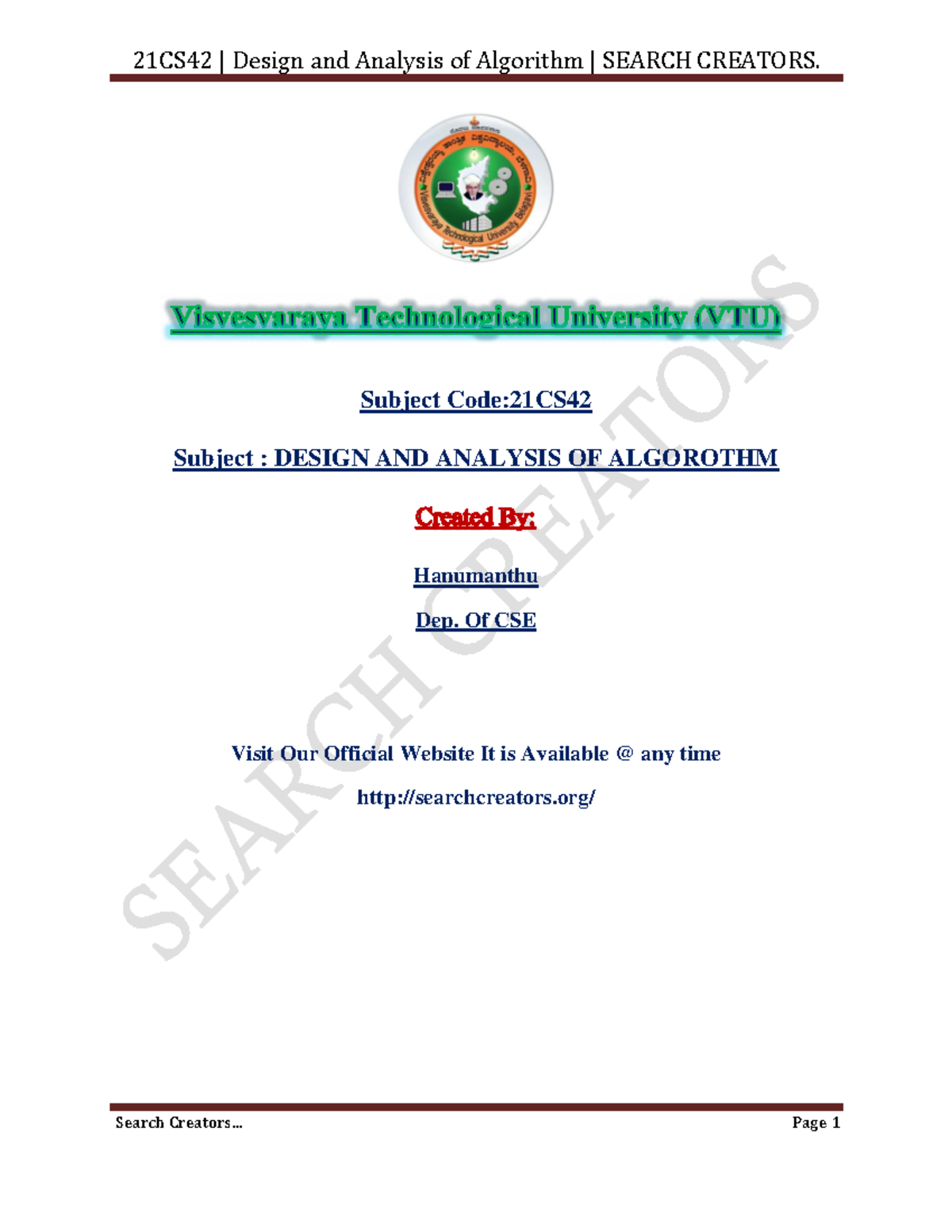 21CS42 Design and Analysis of Algorithms: Backtracking Techniques - Studocu
