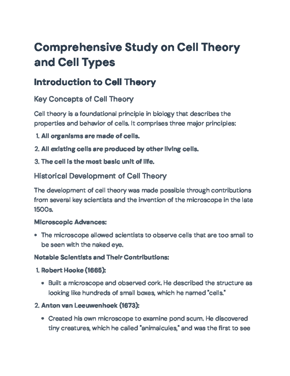 Comprehensive Overview of Cell Theory and Types (Biology 101 ...