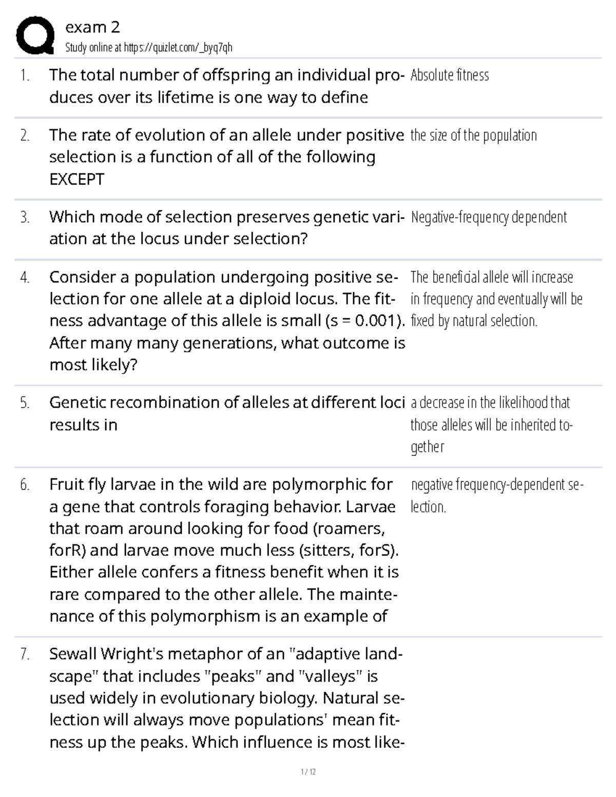 Evolutionary Biology Exam 2 Review: Key Concepts & Questions - Studocu