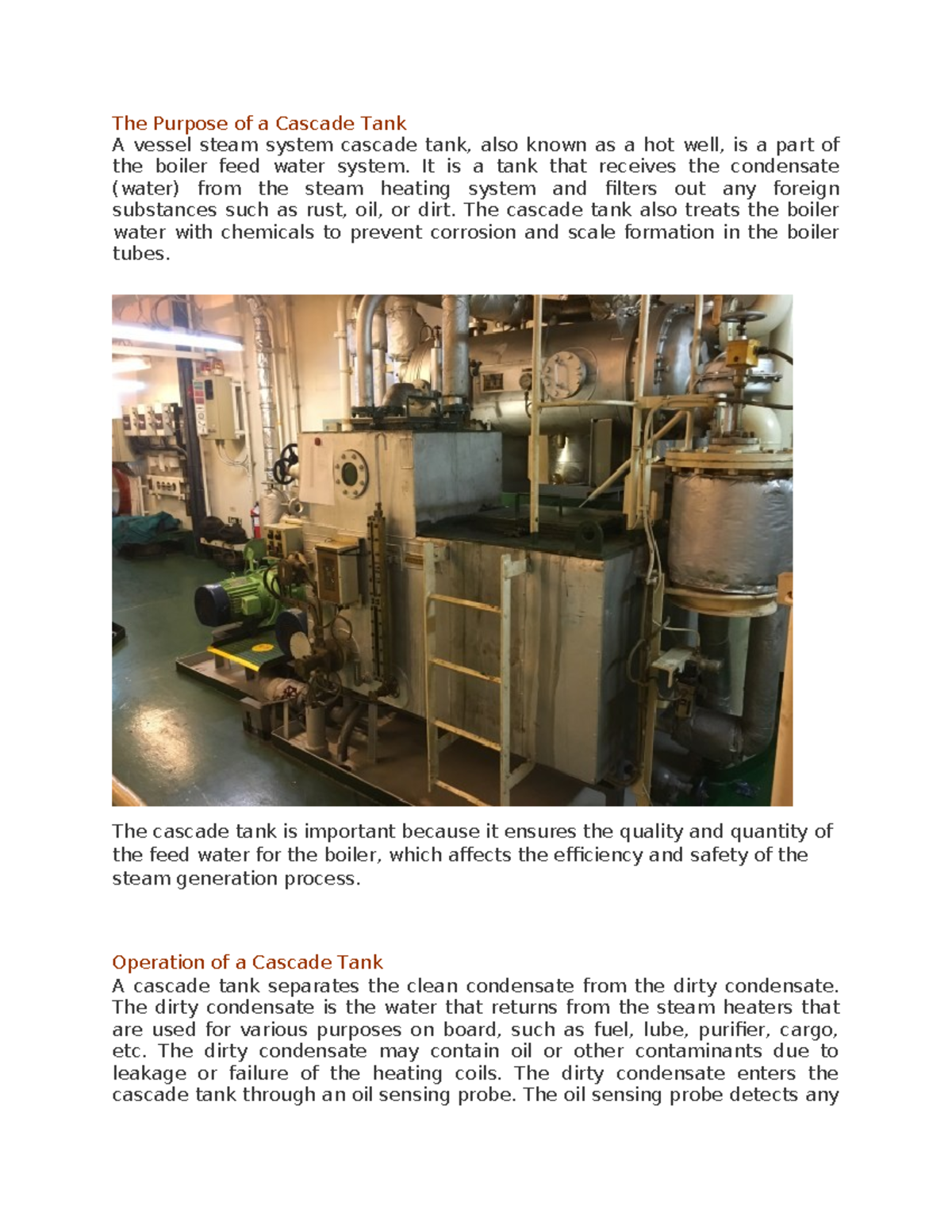 Cascade Tank Operations and Maintenance: A Comprehensive Overview - Studocu