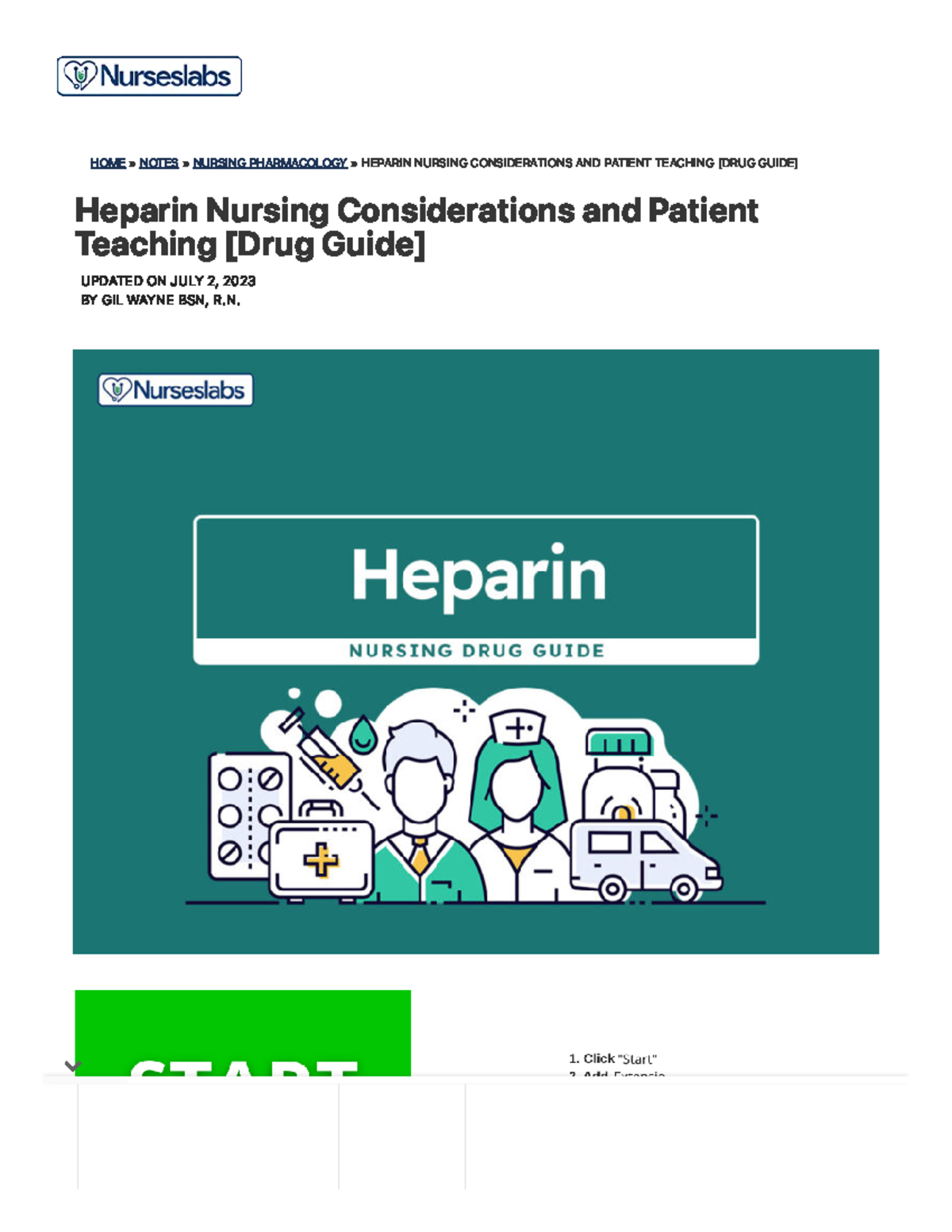 Heparin Nursing Considerations & Patient Education [Drug Guide] - Studocu