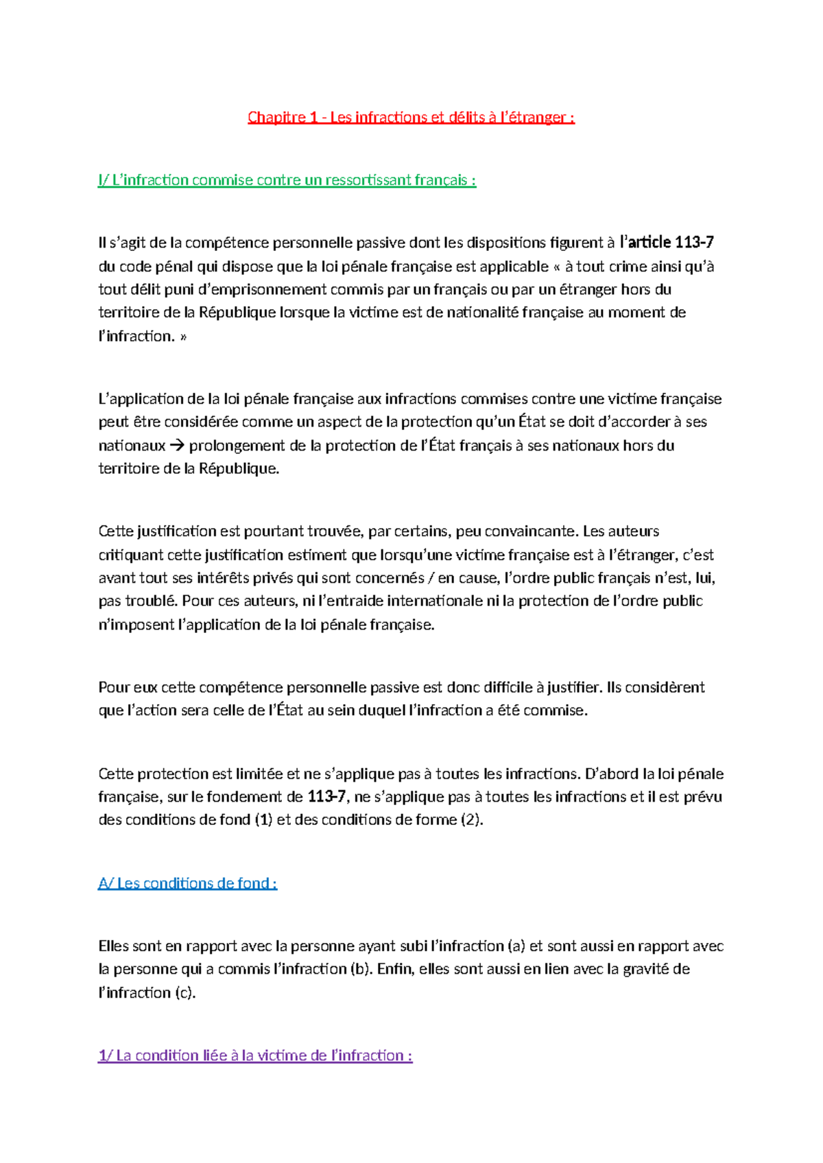 Chapitre 1 - Les infractions et délits à l'étranger en droit pénal ...