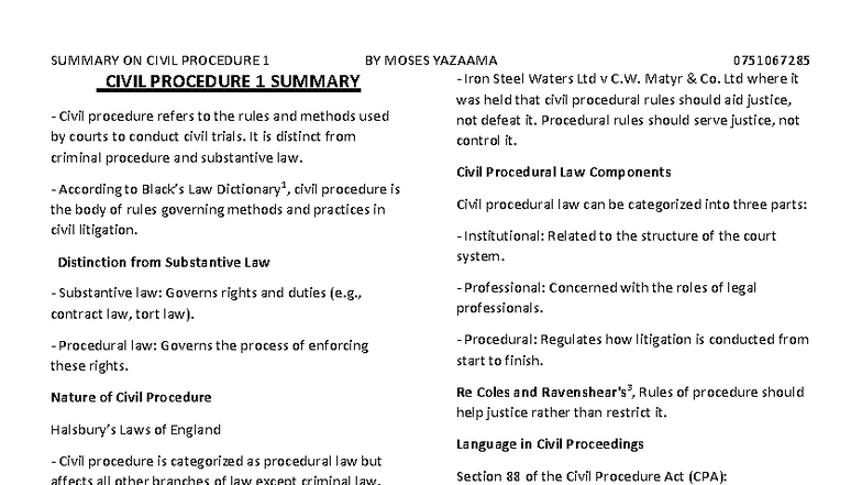 Civil summary - Academic literature to help in research - CIVIL ...