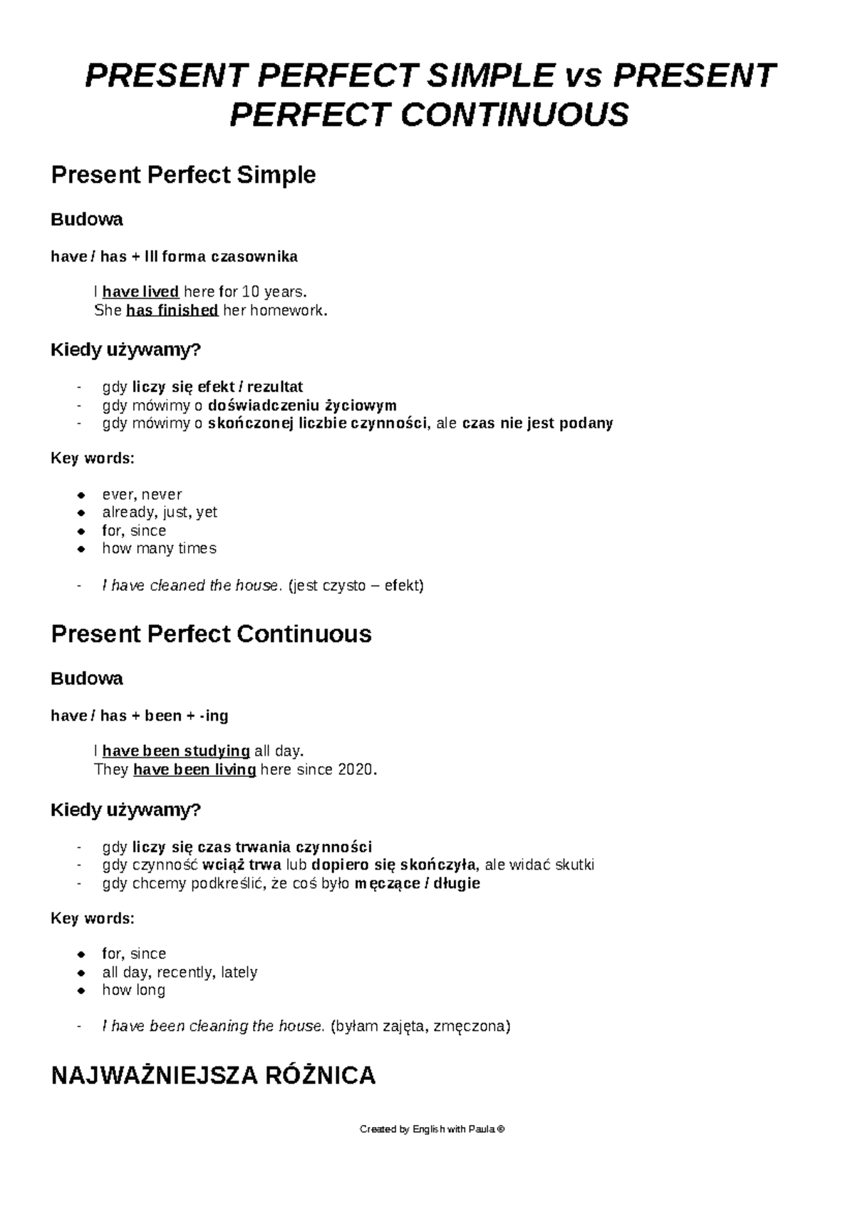PRESENT PERFECT SIMPLE vs CONTINUOUS: Key Differences & Exercises - Studocu