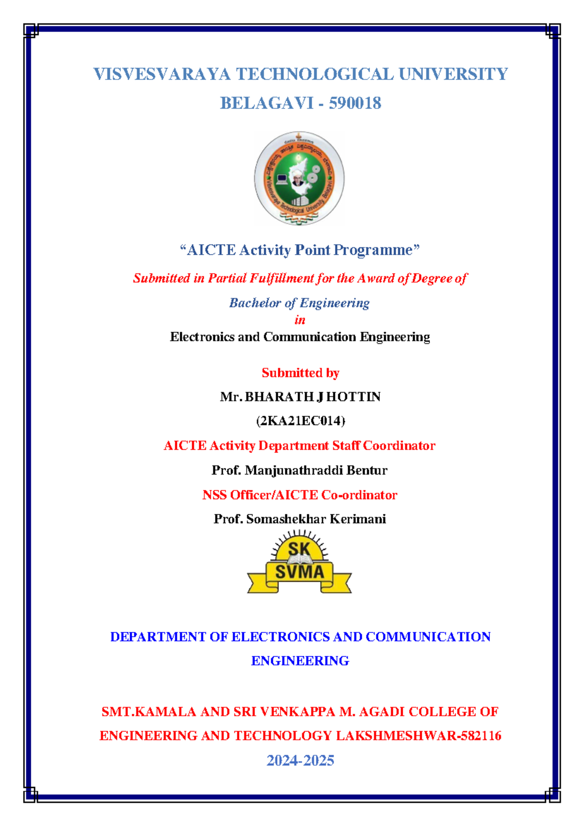 AICTE Activity Point Programme Report - 2KA21EC014 - Studocu