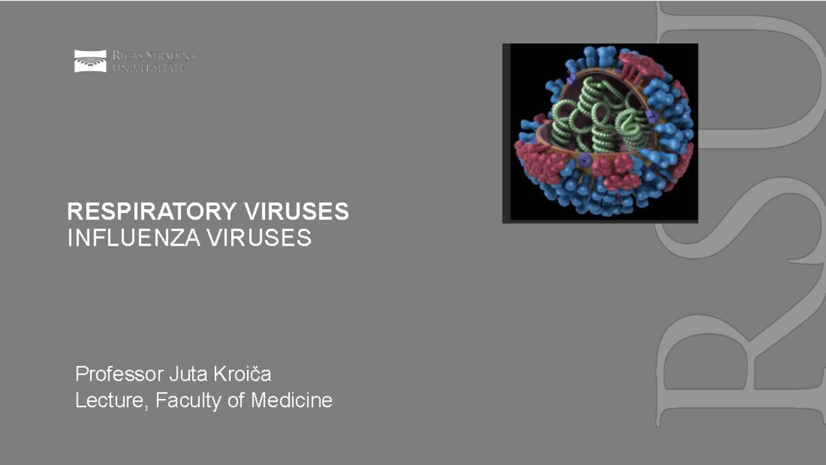 Week 1 Lecture: Respiratory & Influenza Viruses Overview - Studocu