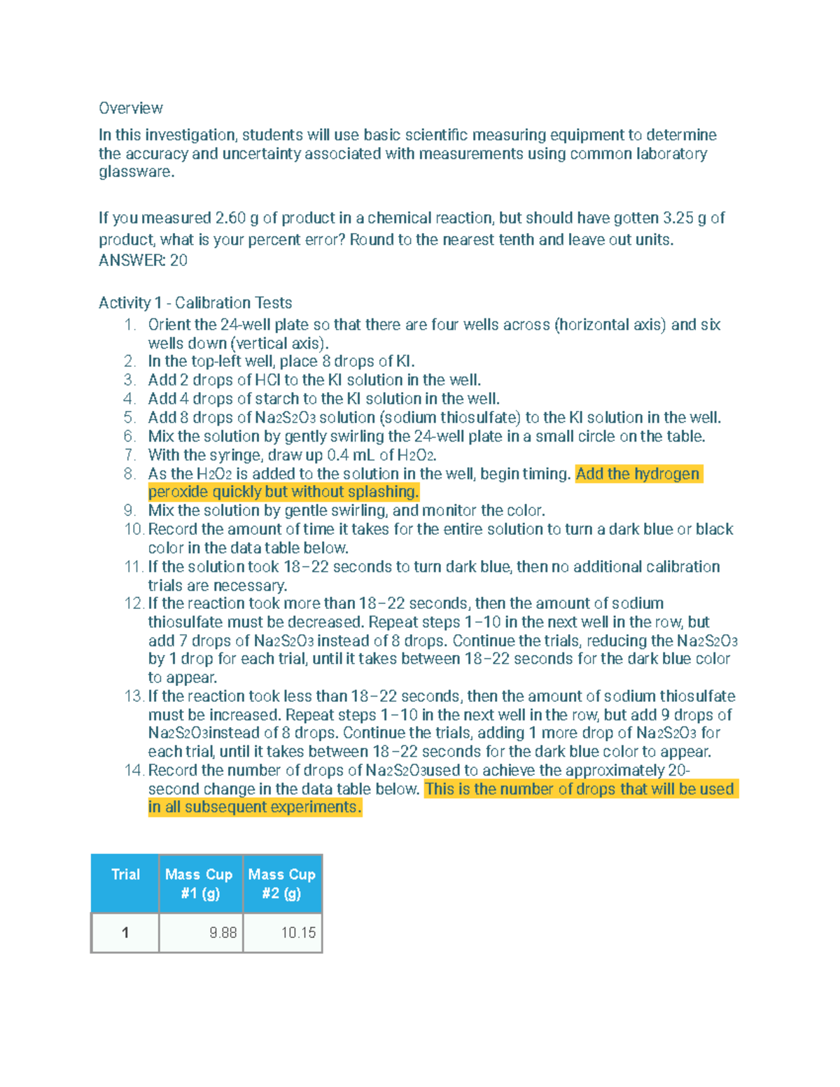 Measurement and Uncertainty - Overview In this investigation, students ...