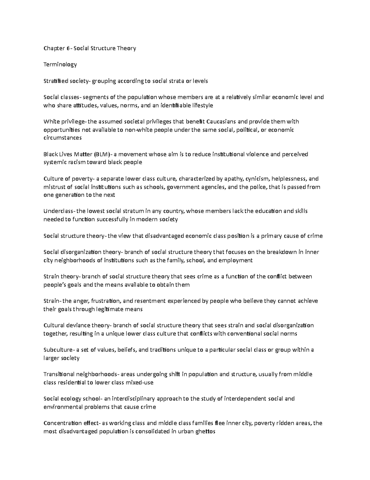 Chapter 6 - Social Structure Theory - Chapter 6- Social Structure ...