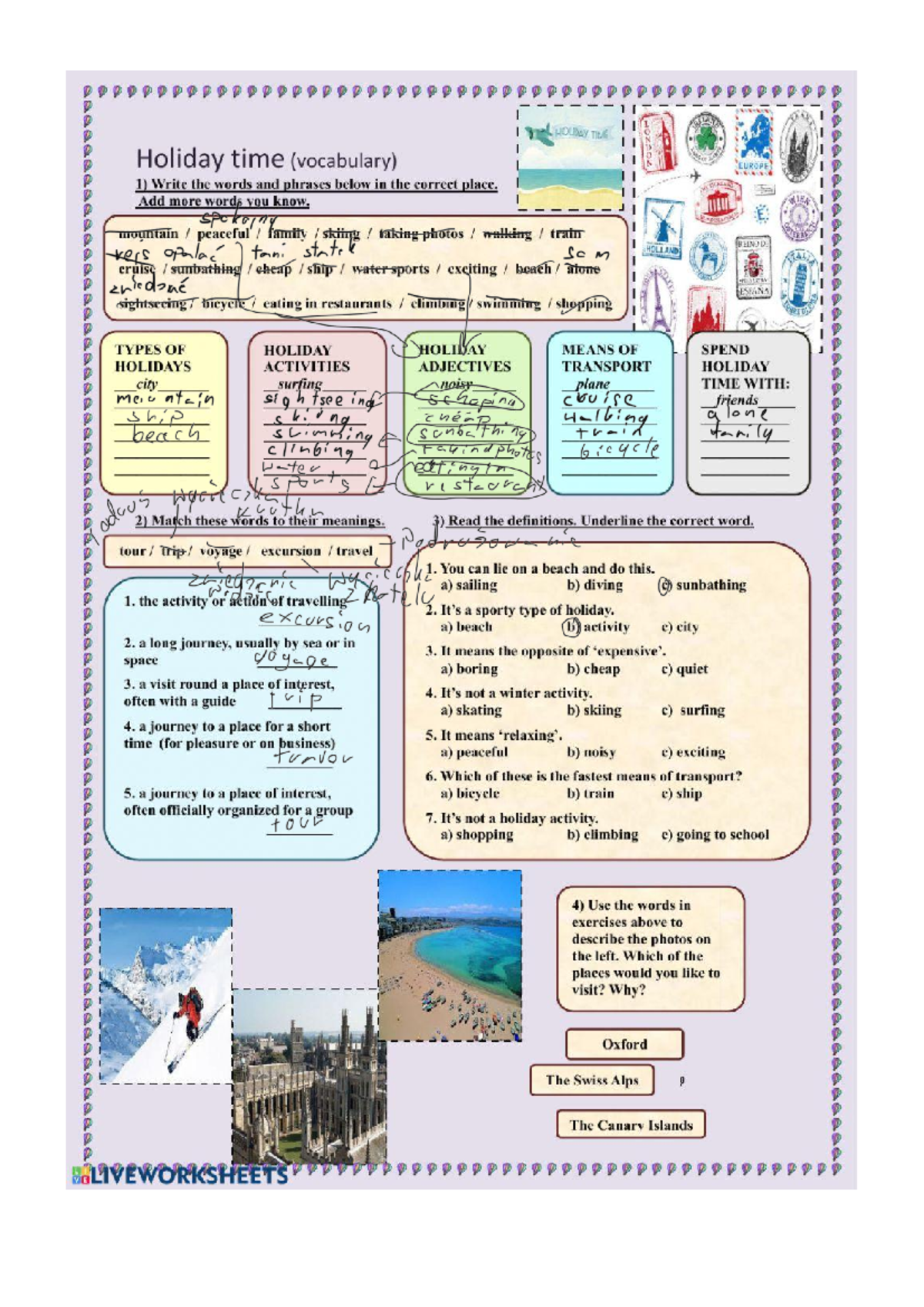 HOLIDAY TIME Vocabulary & Activities for DUNT GIANTY EUROPE - Studocu