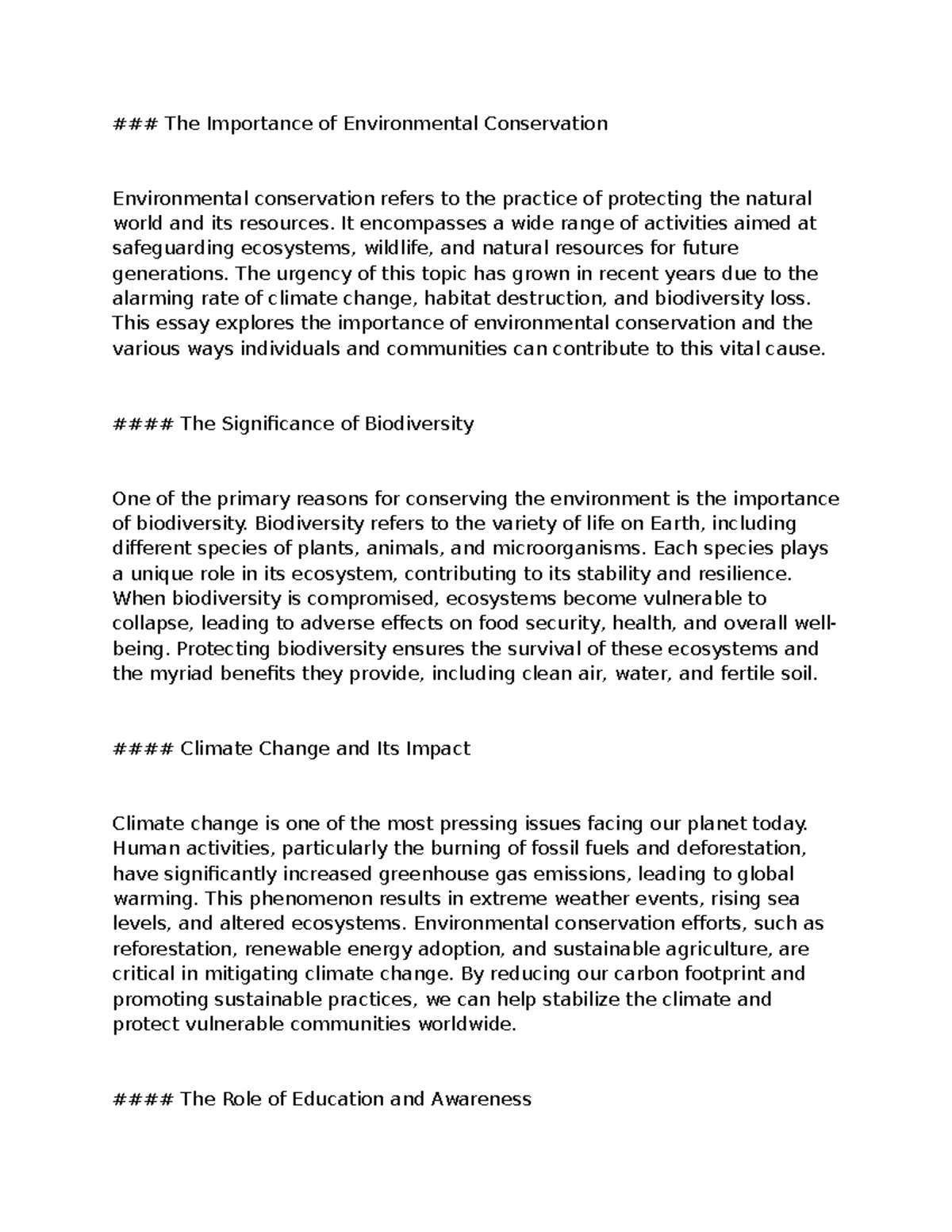 A - wtwew - The Importance of Environmental Conservation Environmental ...