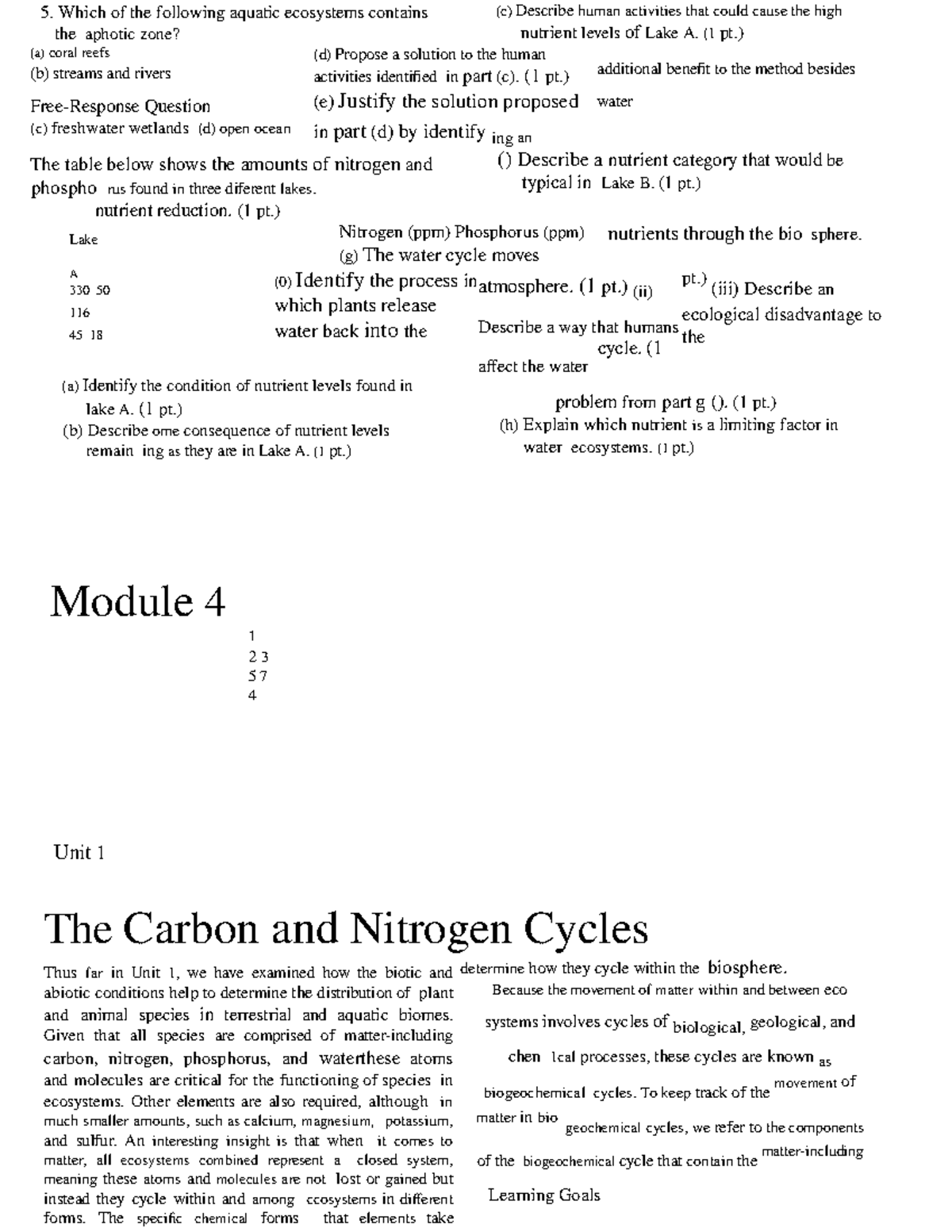 Module 4: The Carbon and Nitrogen Cycles - AP® Exam Review - Studocu
