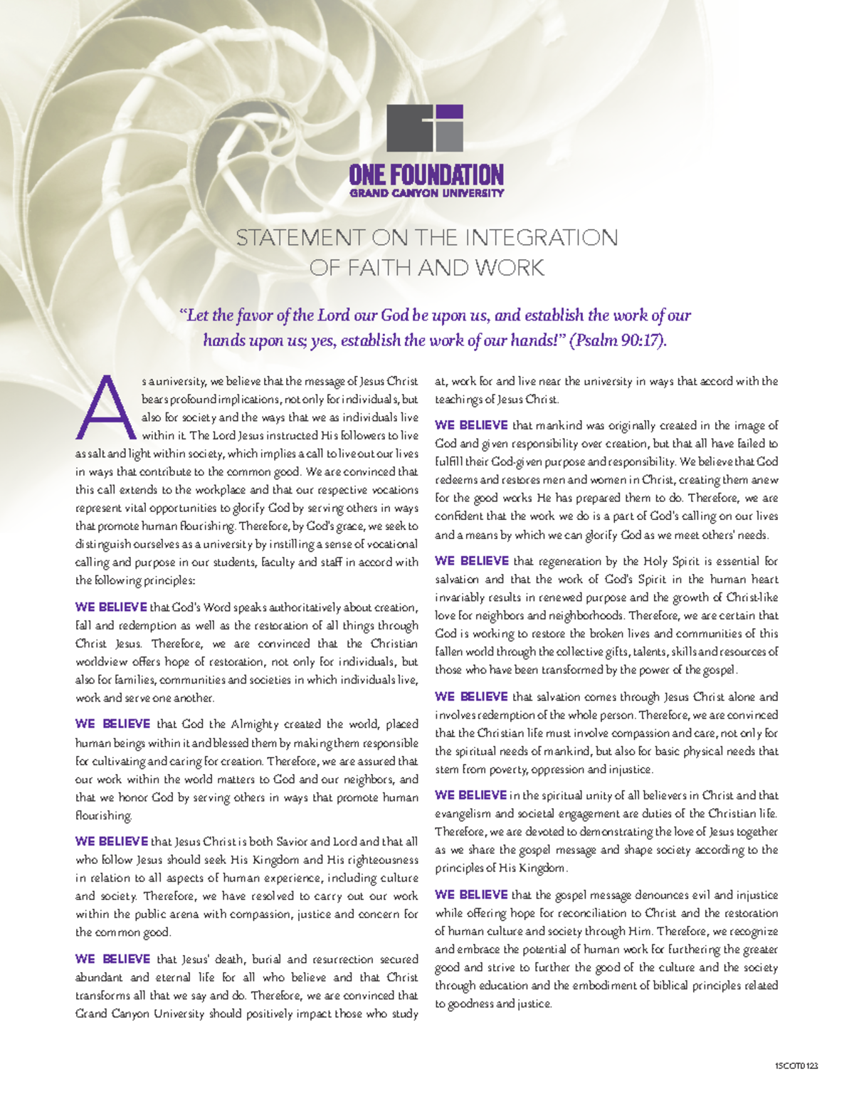 Grand Canyon University Mission Statement on Faith and Work - Studocu