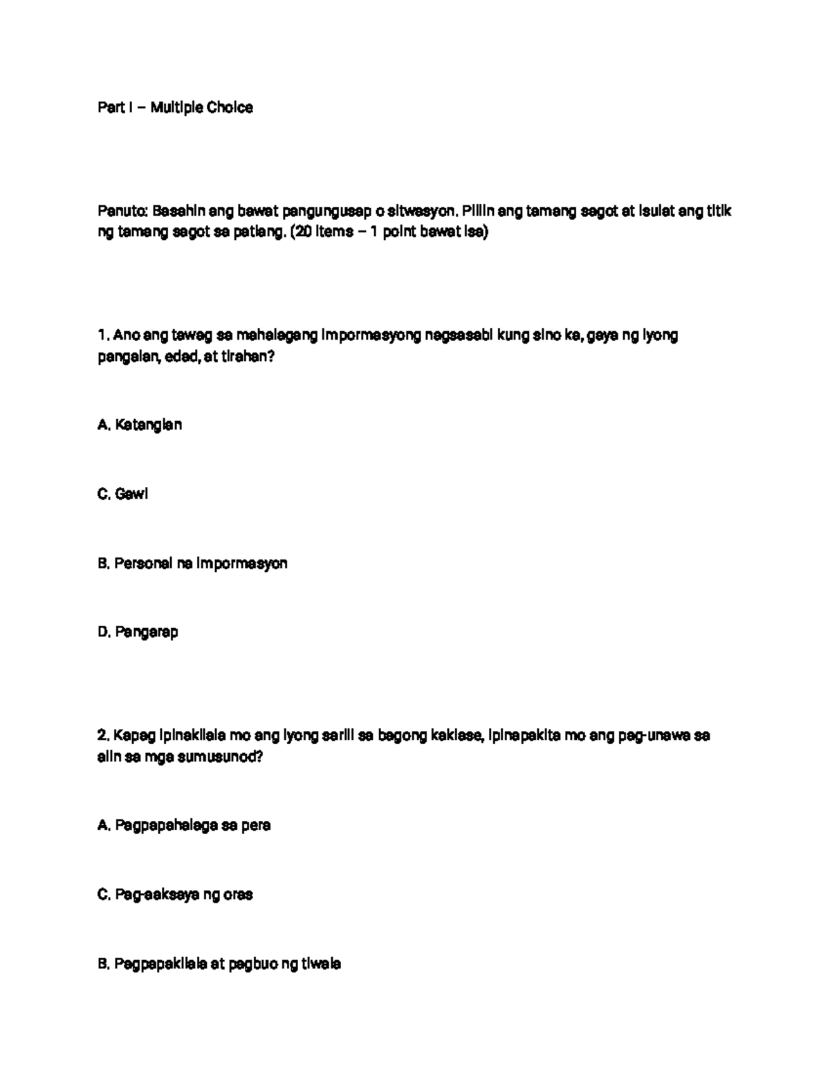 GMRC 1st Grade Reviewer: Multiple Choice & True/False Questions - Studocu