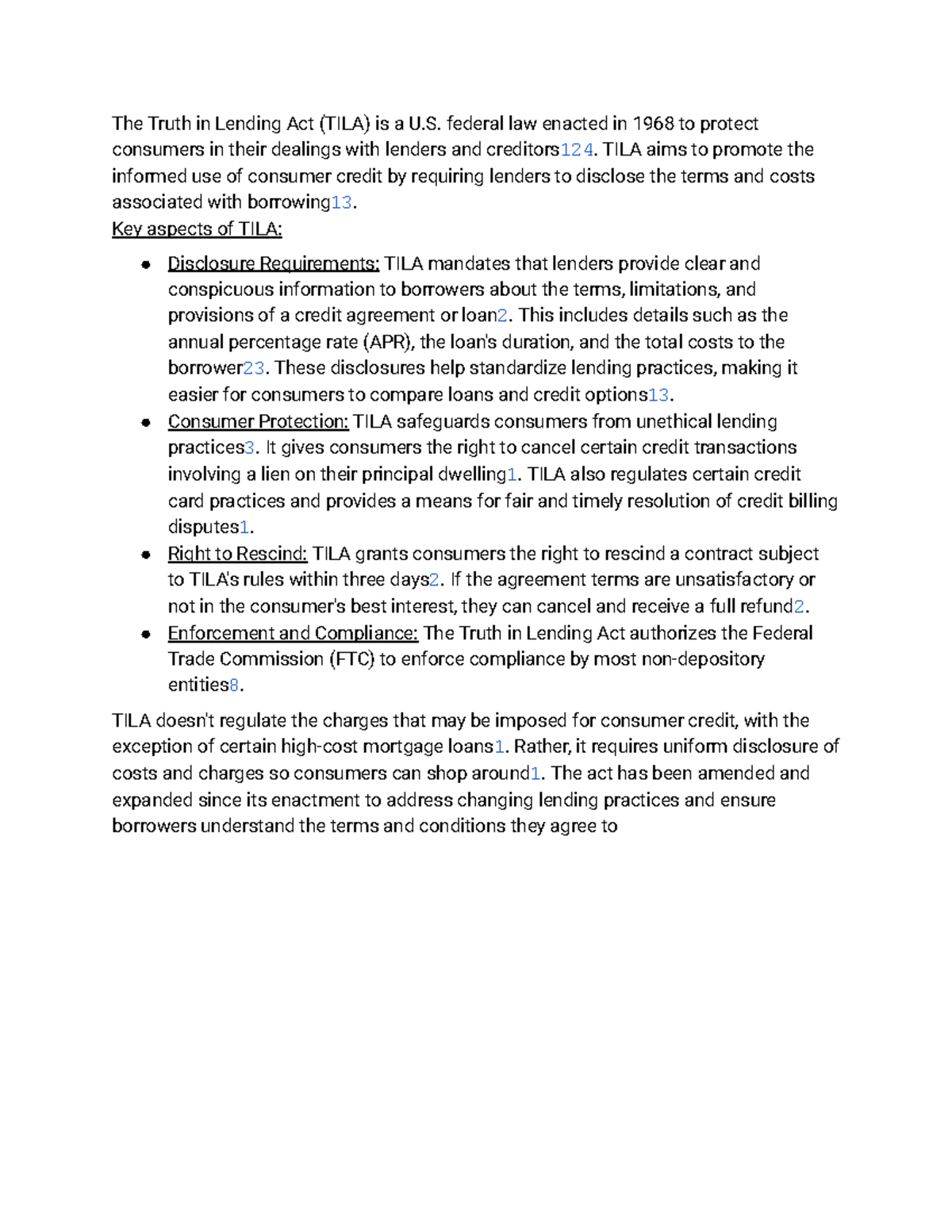 Tiiiiilaaaaaa - JUST NOTES ON TILA - The Truth in Lending Act (TILA) is ...
