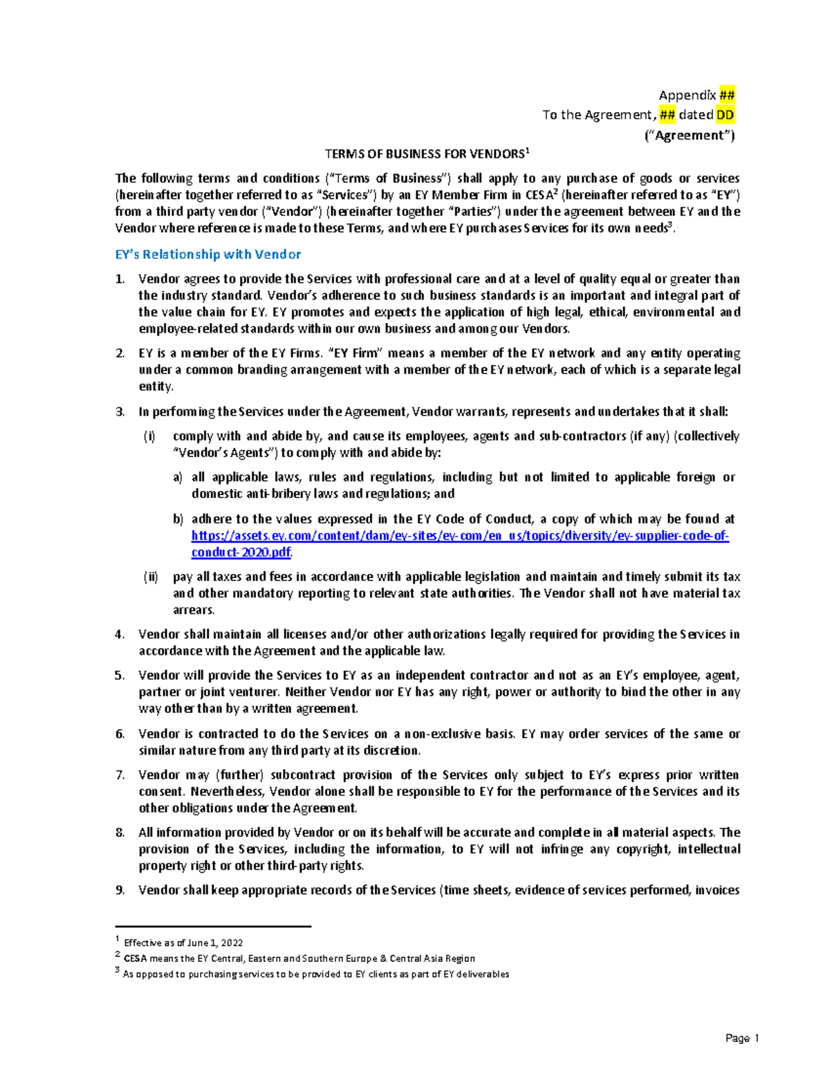 EY CESA Purchase Order Terms & Conditions (Effective June 2022) - Studocu