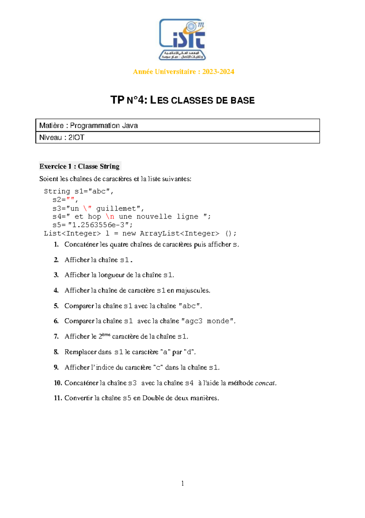 TP N°4 - Java: Gestion des Classes de Base et Salaires - Studocu