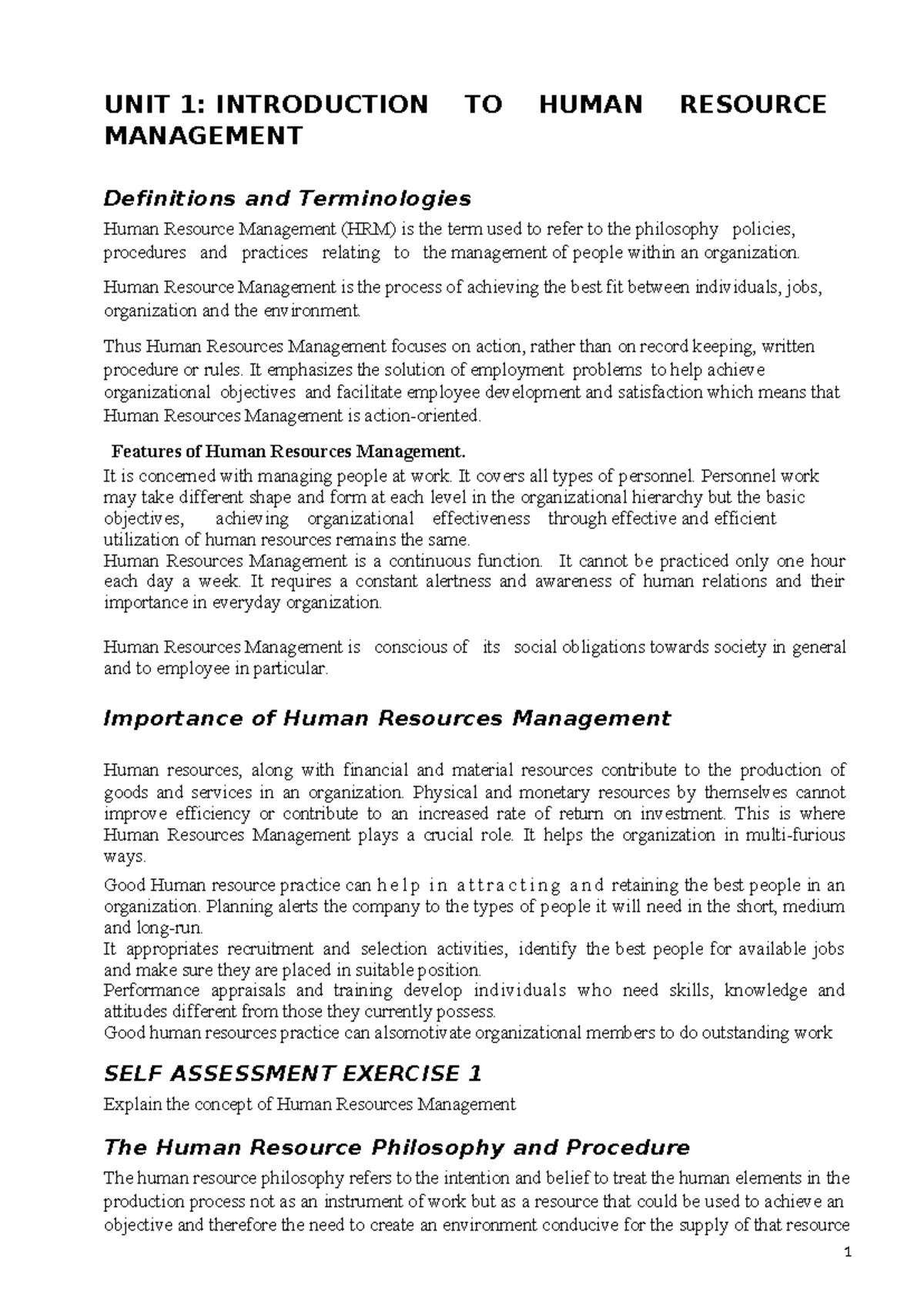 HRM 101: Introduction to Human Resource Management Concepts and ...