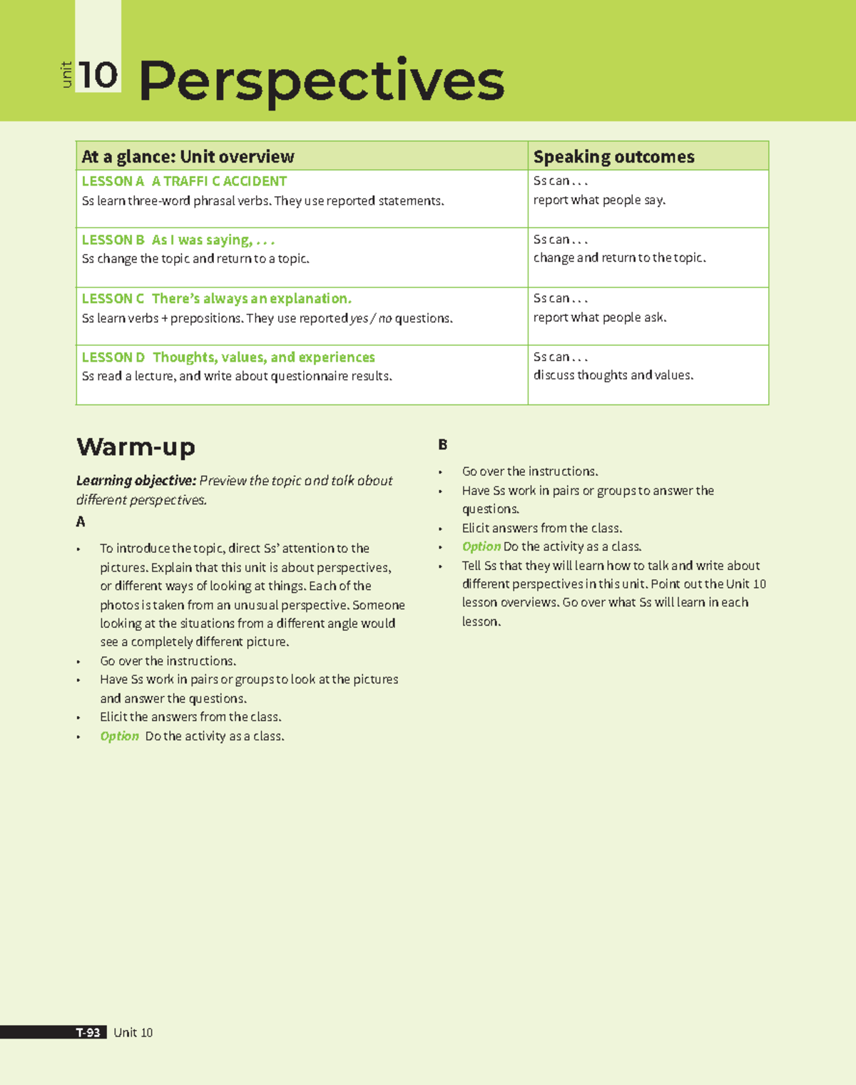 Four Corners Teachers Edition Level 4 Unit 10: Understanding ...