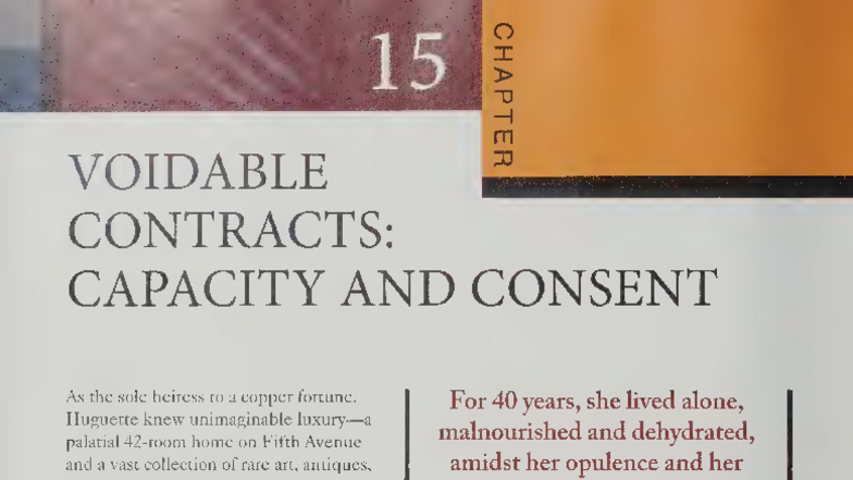 Blaw 211-18: Voidable Contracts - Capacity and Consent Analysis - Studocu