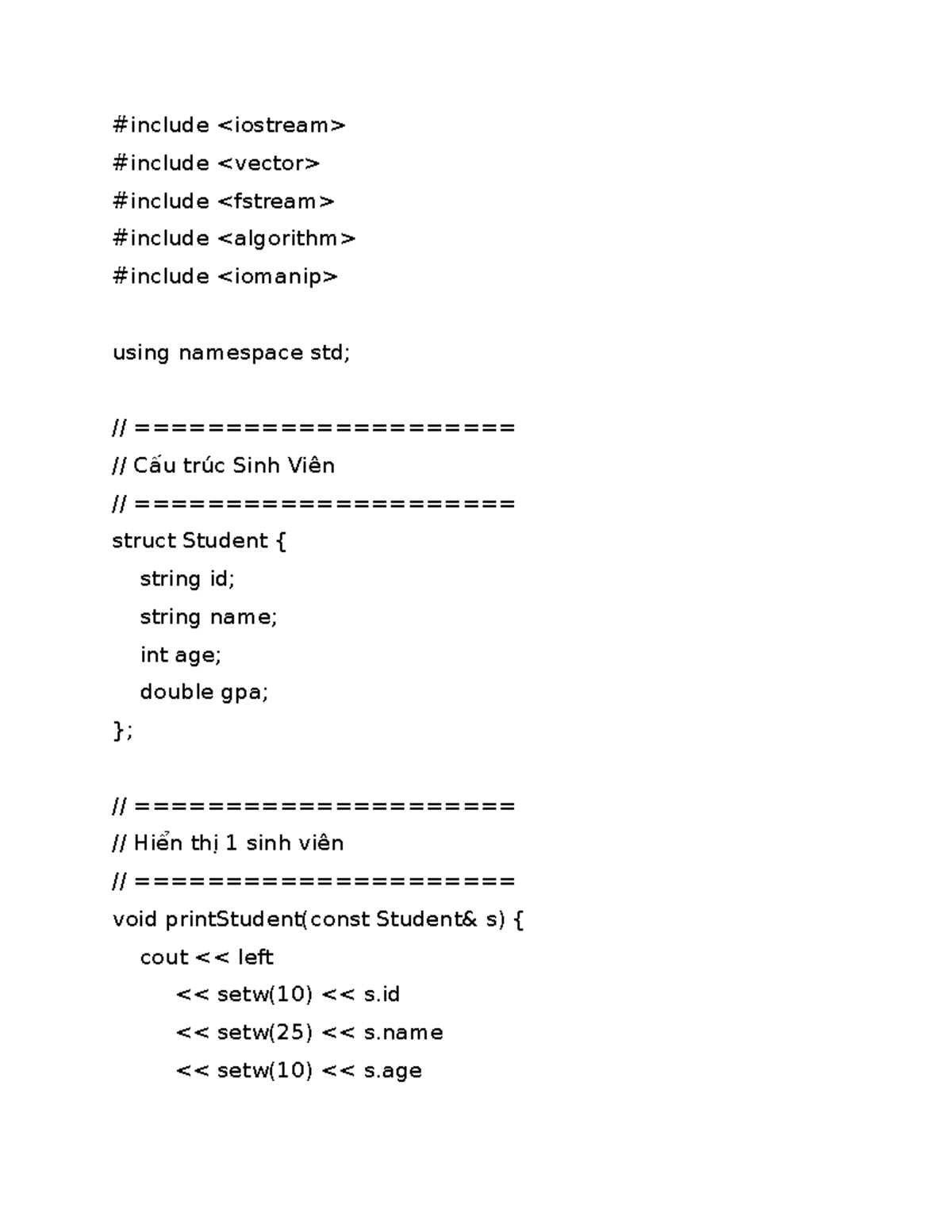 C++ Struct Student Management - Code Implementation Guide - Studocu