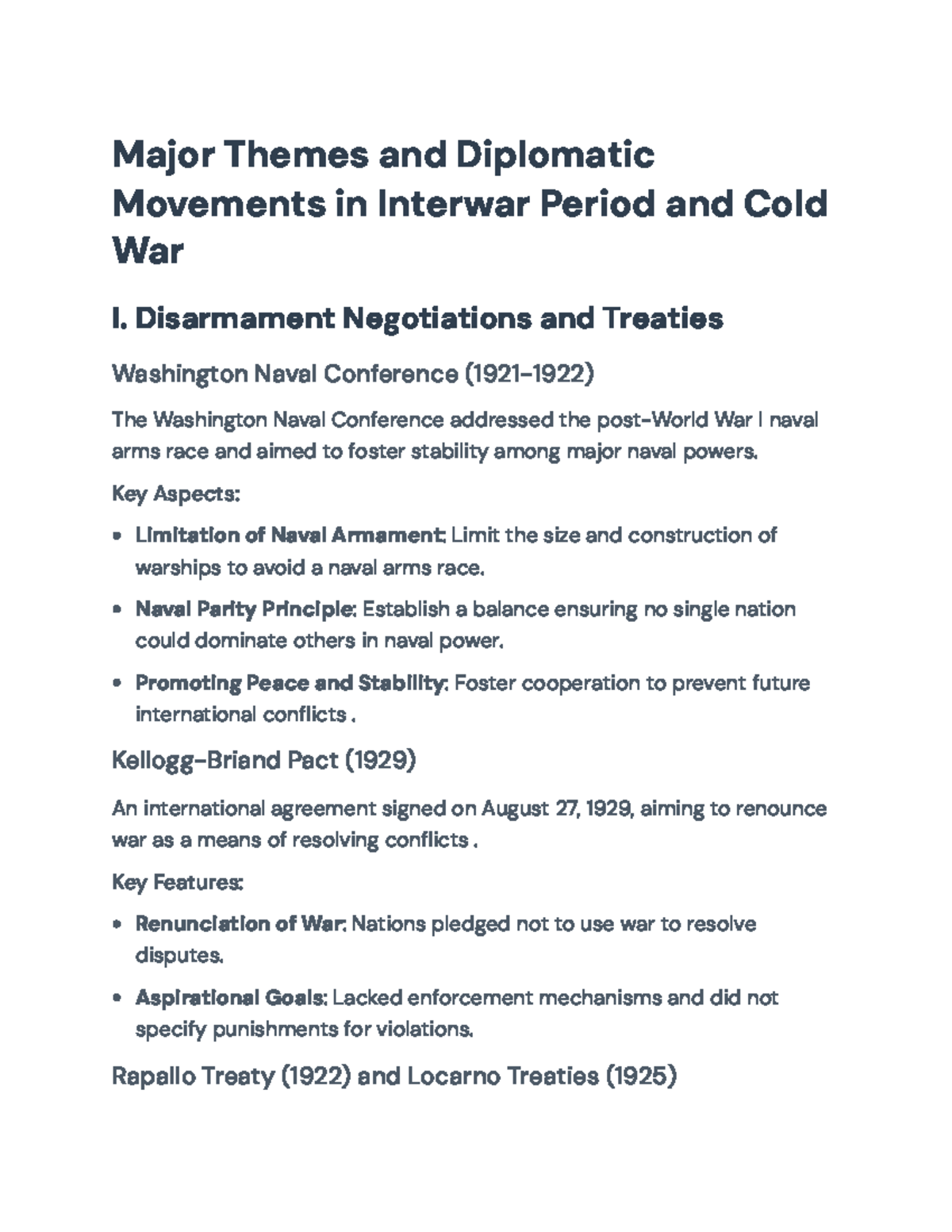 Interwar Diplomacy and Cold War Strategies: Analysis and Themes - Major ...