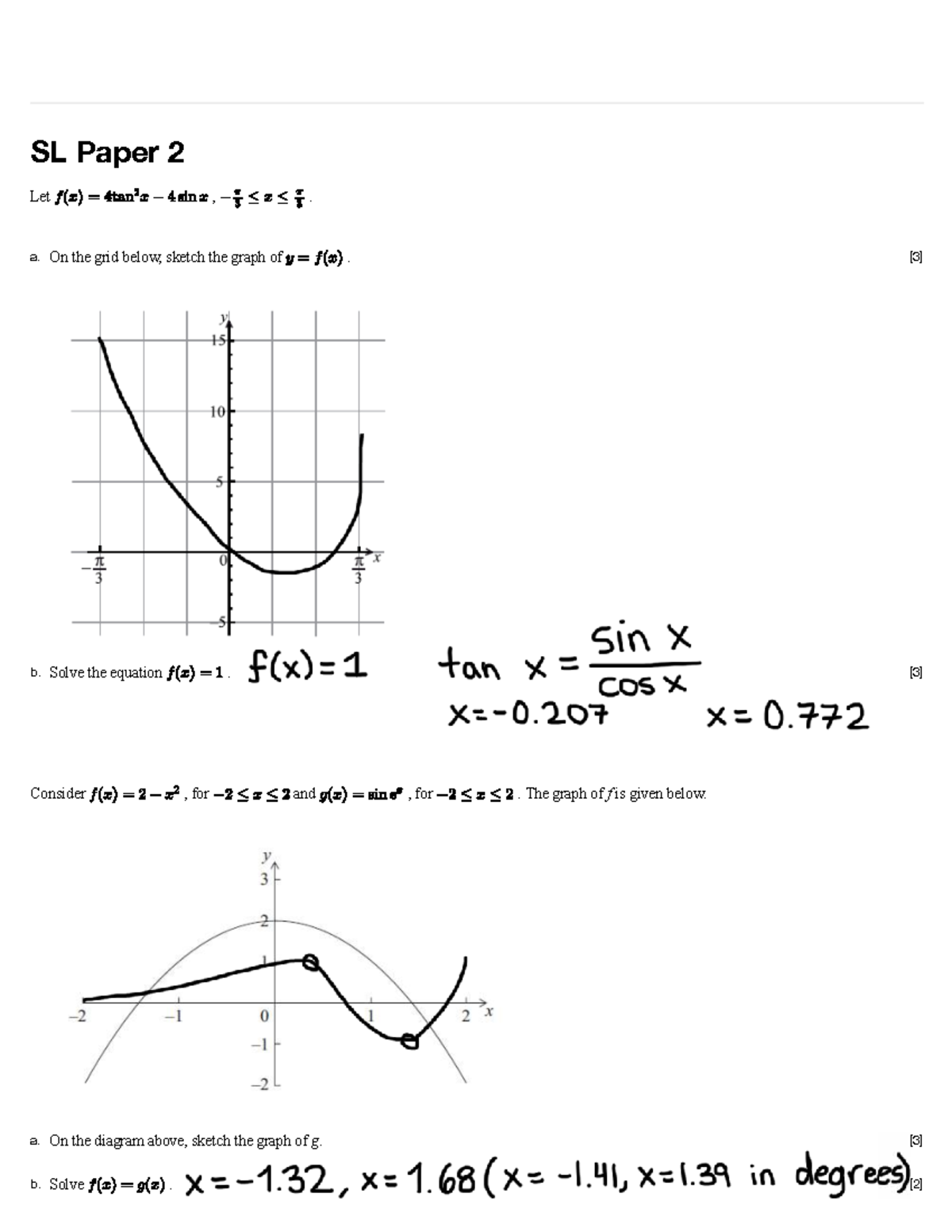 SL Paper 2 - Graphs, Equations, and Functions Analysis - Studocu