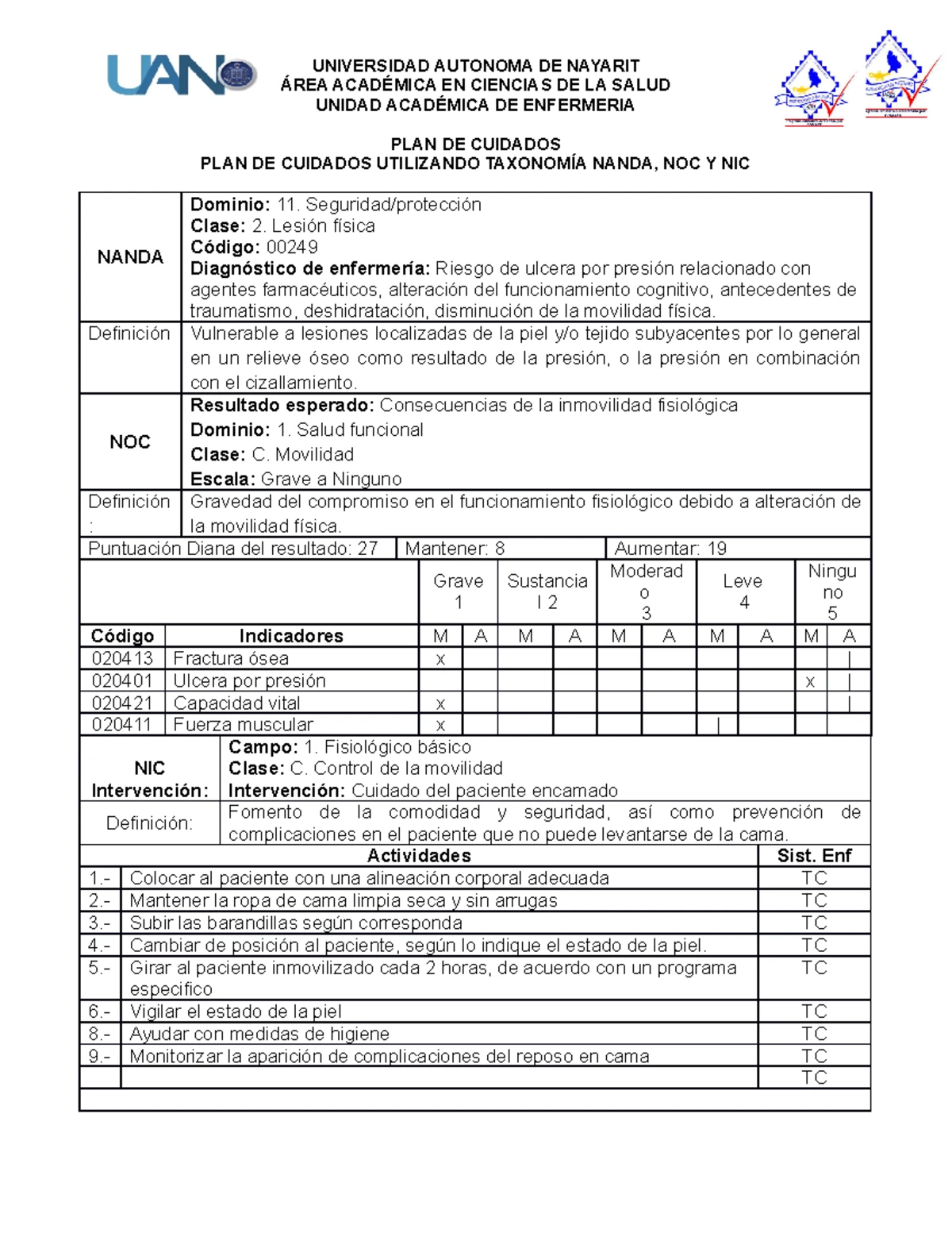 Plan de cuidados perfusion cerebral ineficaz NANDA, NOC, NIC ...
