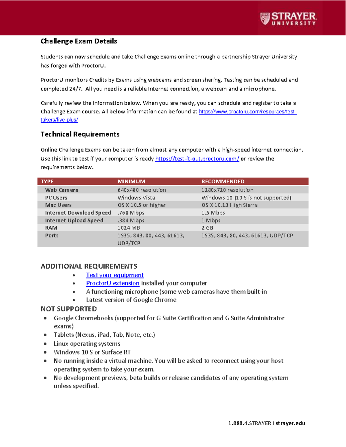 Strayer Challenge Exam Scheduling & Technical Requirements - Studocu