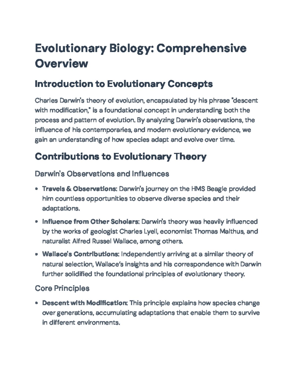 Evolutionary Biology: Comprehensive Overview of Darwin's Theory ...