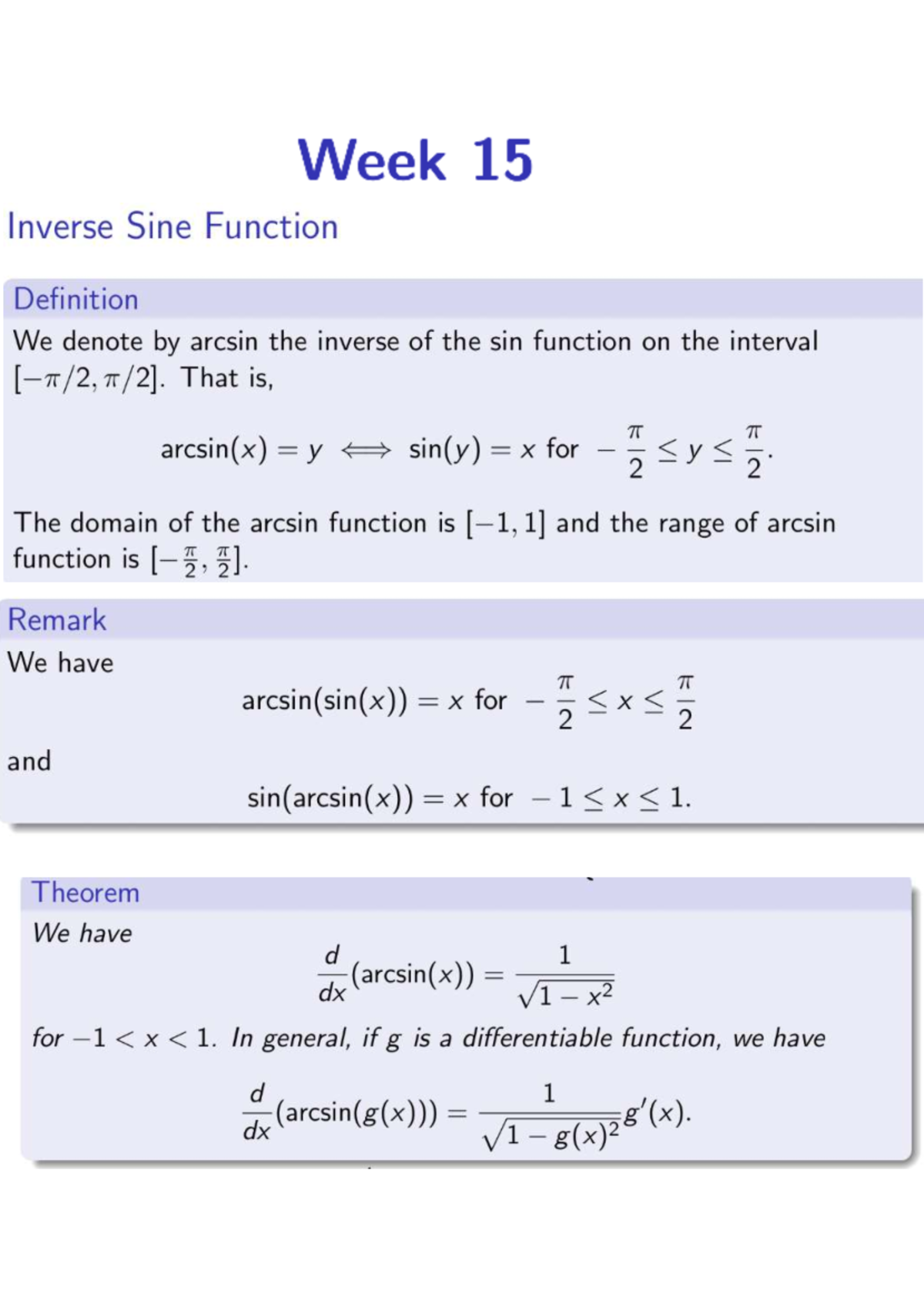 Week 15: Inverse Trigonometric Functions & Logarithms - KTHUC KÌ 1 ...