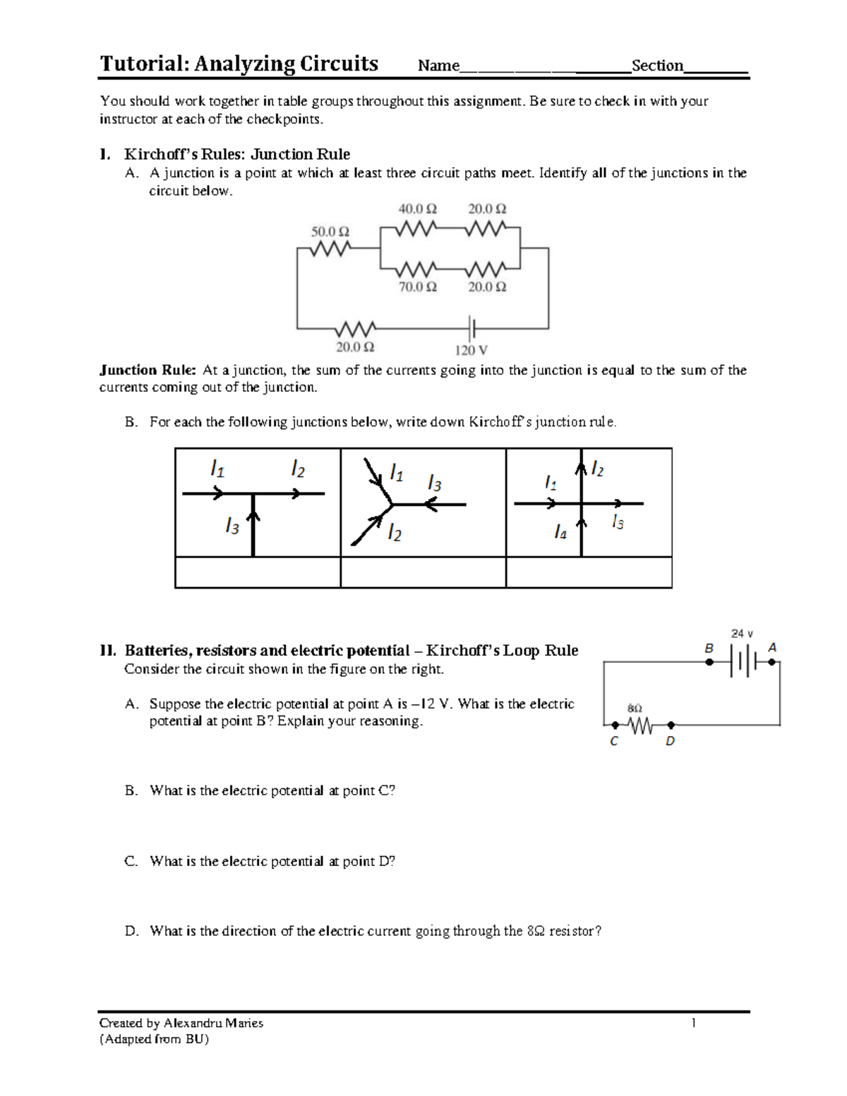 Ch+17&18 - Tutorial: Analyzing Circuits and Electric Potential - Studocu
