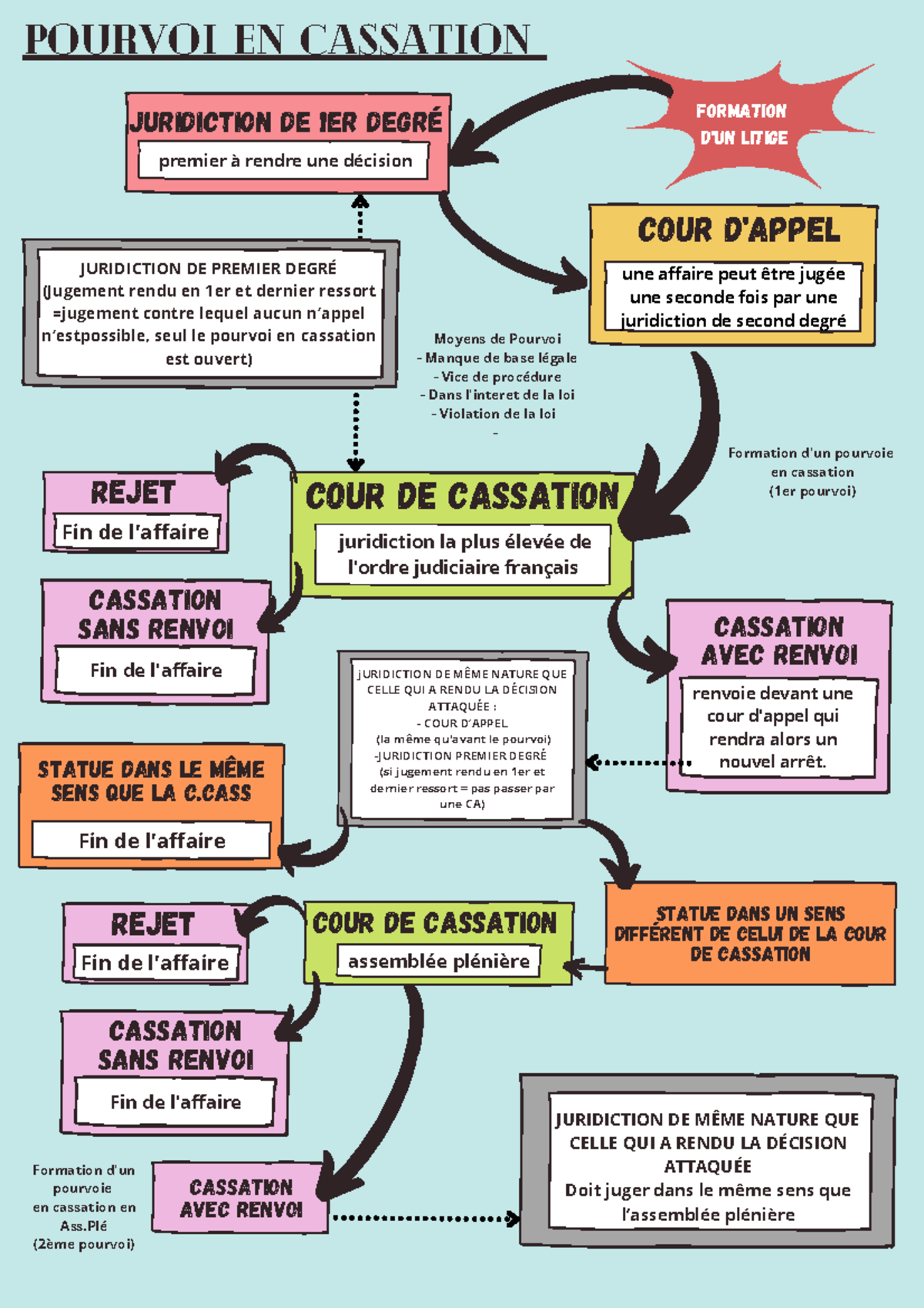 Schéma de Pourvoi en Cassation et Juridictions Françaises - Studocu