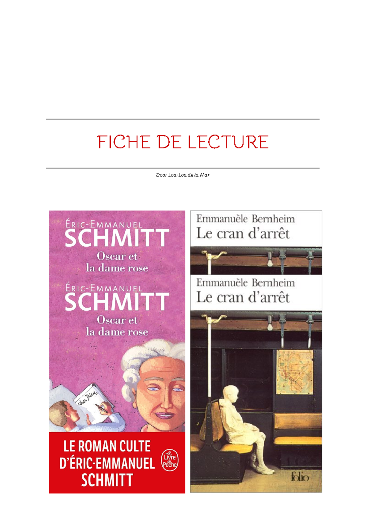 FICHE DE LECTURE: Oscar et la dame rose - Analyse et Vocabulaire ...