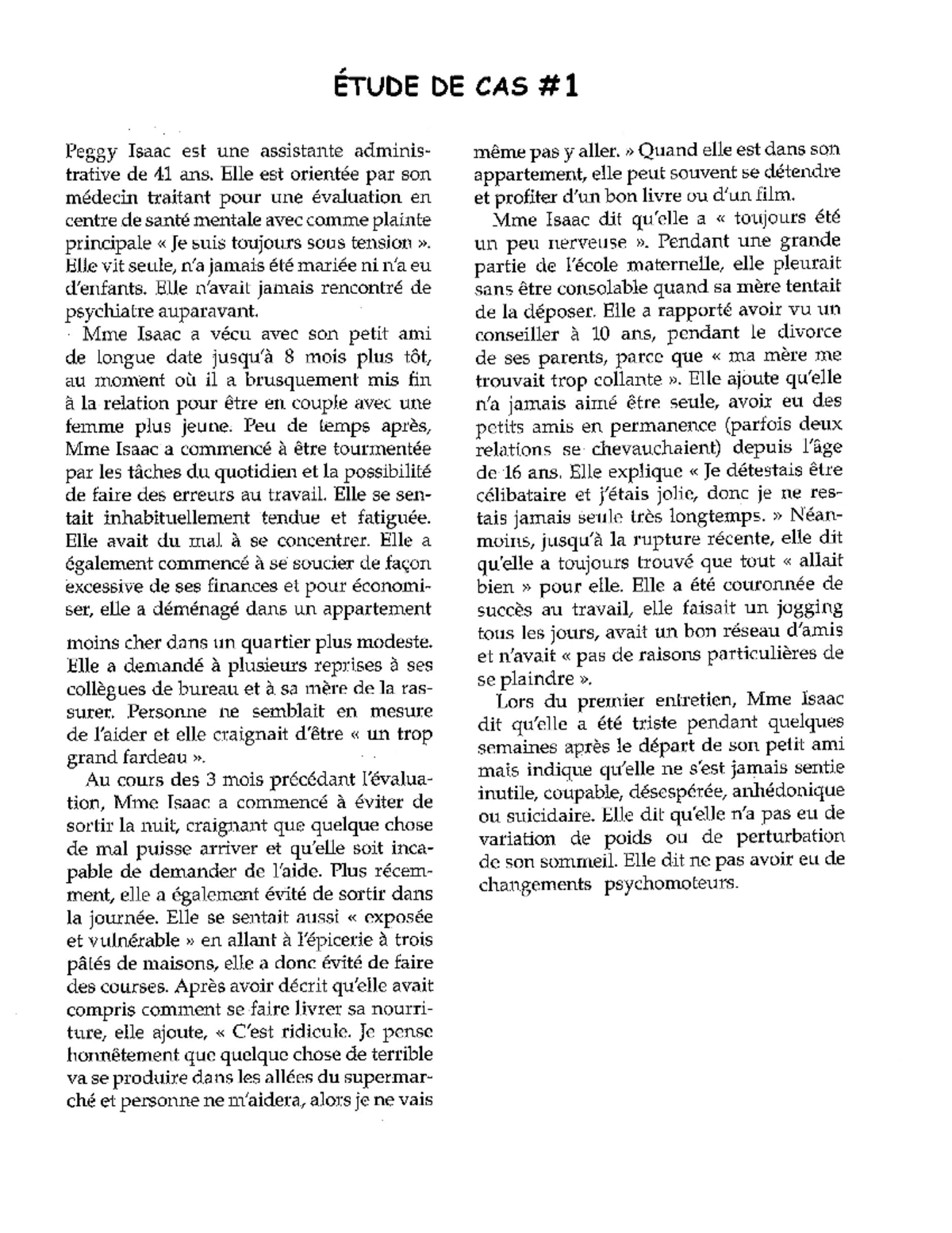 Études de cas #1-3 : Anxiété et Isolement Social chez Peggy et Nadine ...