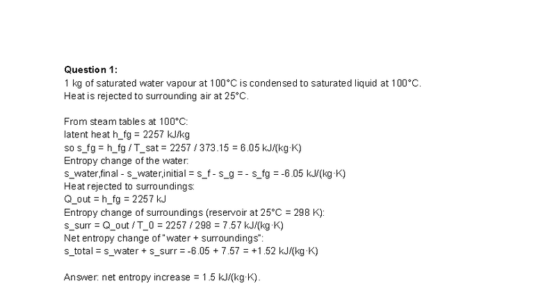 Assignment 4 Thermo: Entropy Changes & Heat Transfer Calculations - Studocu