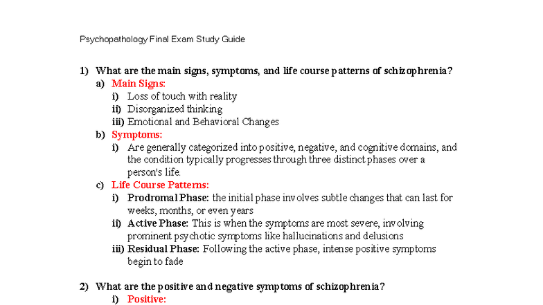 Psychopathology Final Exam Study Guide (PSY-430) - Studocu