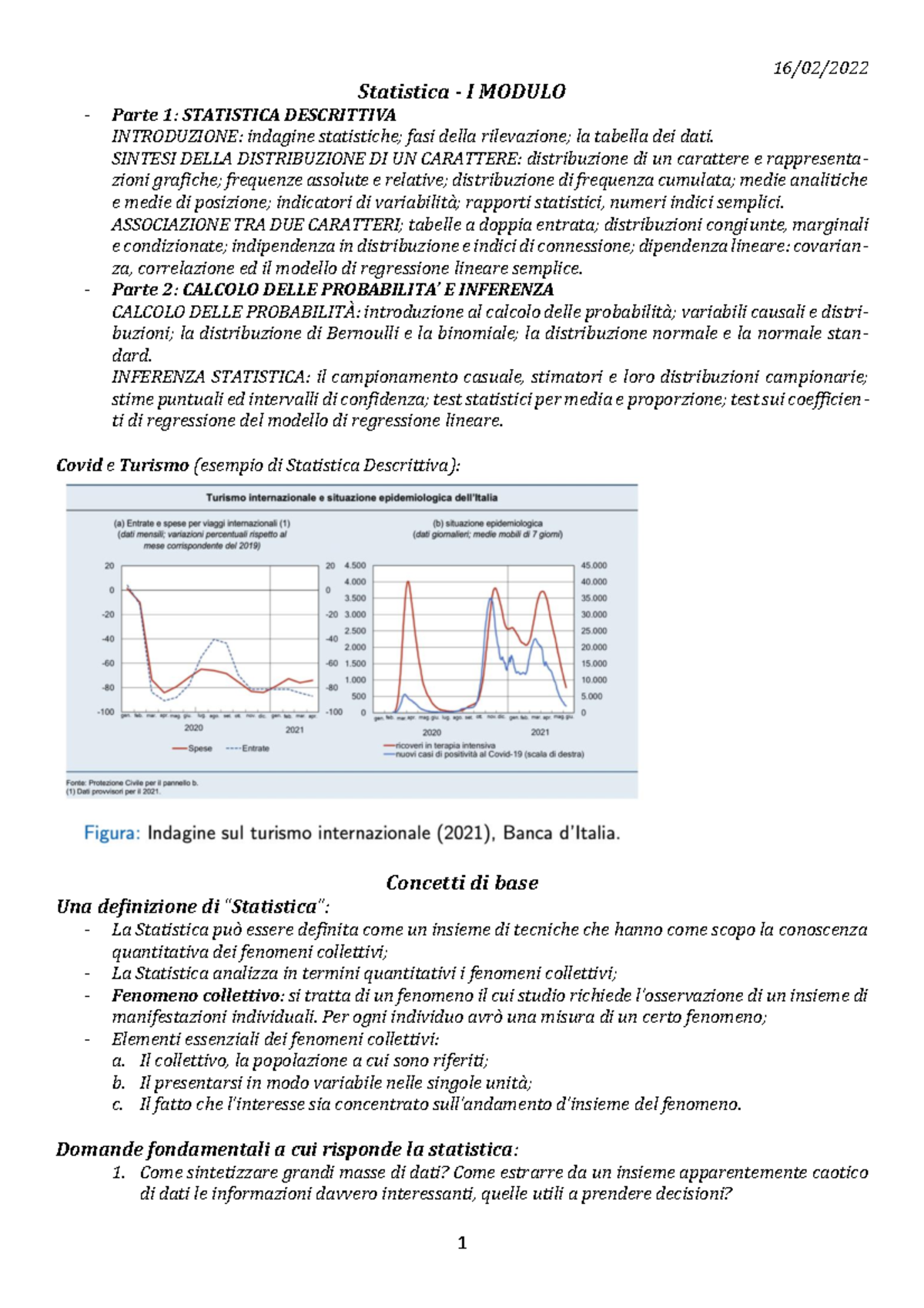 Appunti di Statistica - I Modulo: Analisi e Probabilità - Studocu
