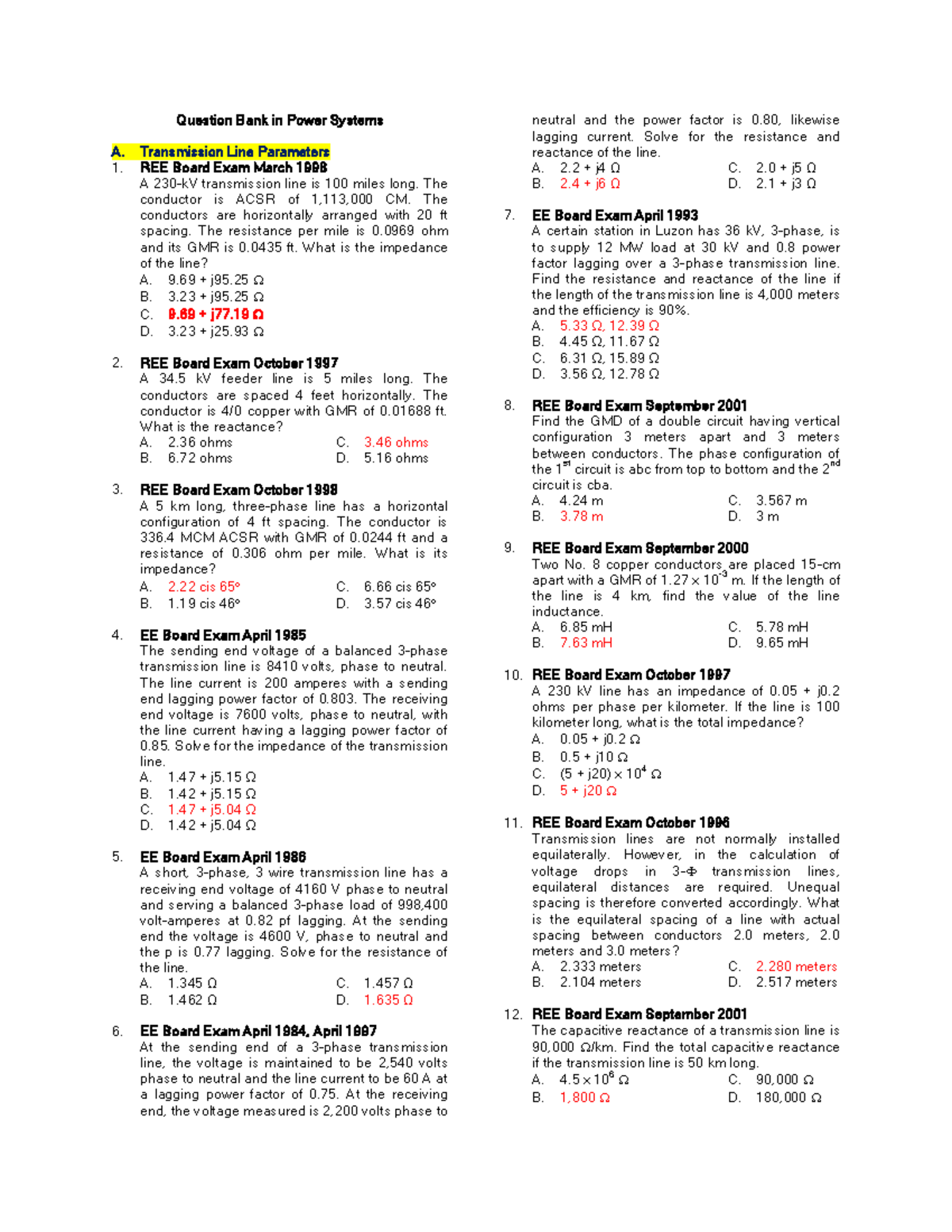 **EE 1234: Comprehensive Question Bank for Power Systems** - Studocu