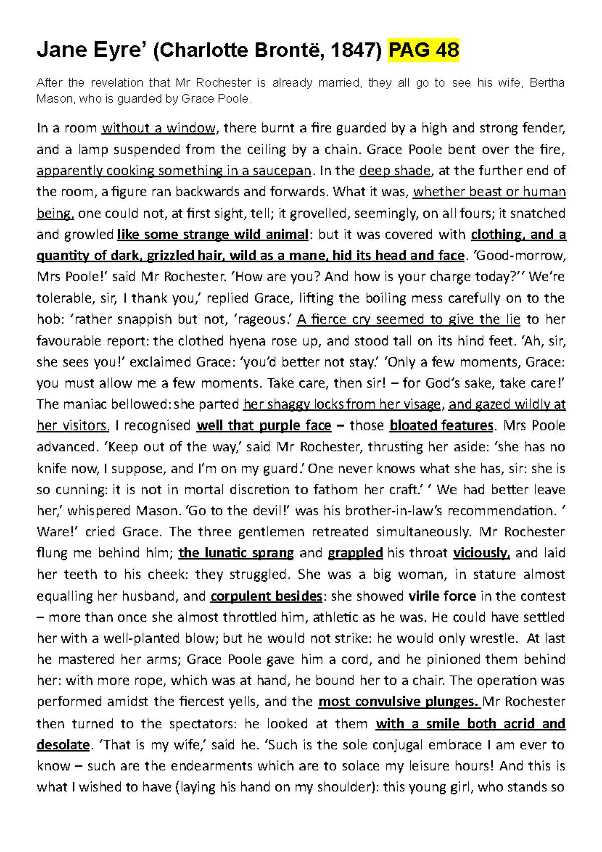 Jane Eyre: Analysis of Bertha Mason in Gothic Context of Chapter 48 ...
