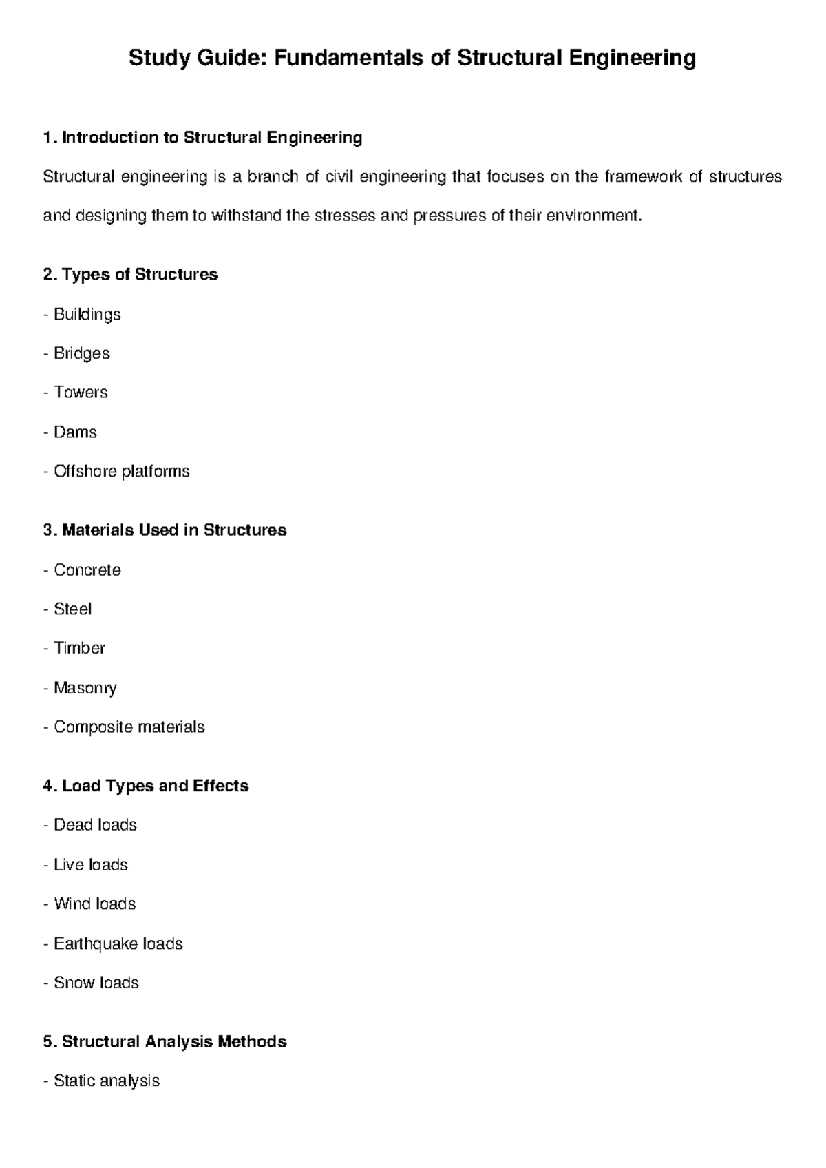 Structural Engineering Study Guide: Fundamentals & Key Concepts - Studocu
